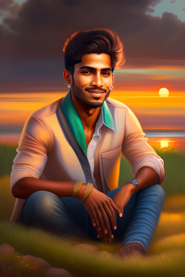 Lexica - A young handsome indian man with sheeny brown skin wearing a ...