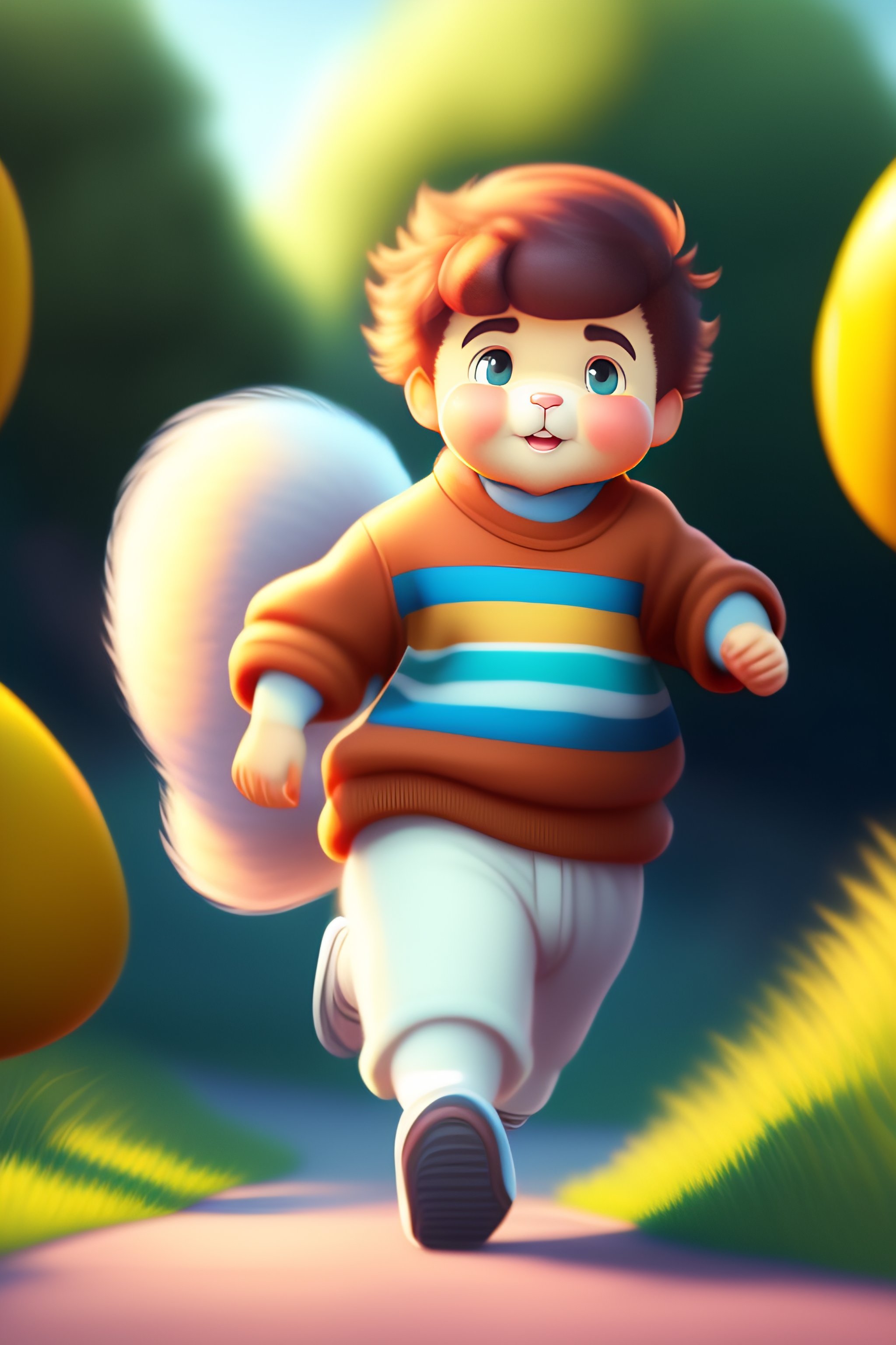 Lexica - BOY IN PIXAR STYLE running WITH A CUTE AND ADORABLE CARTOON ...