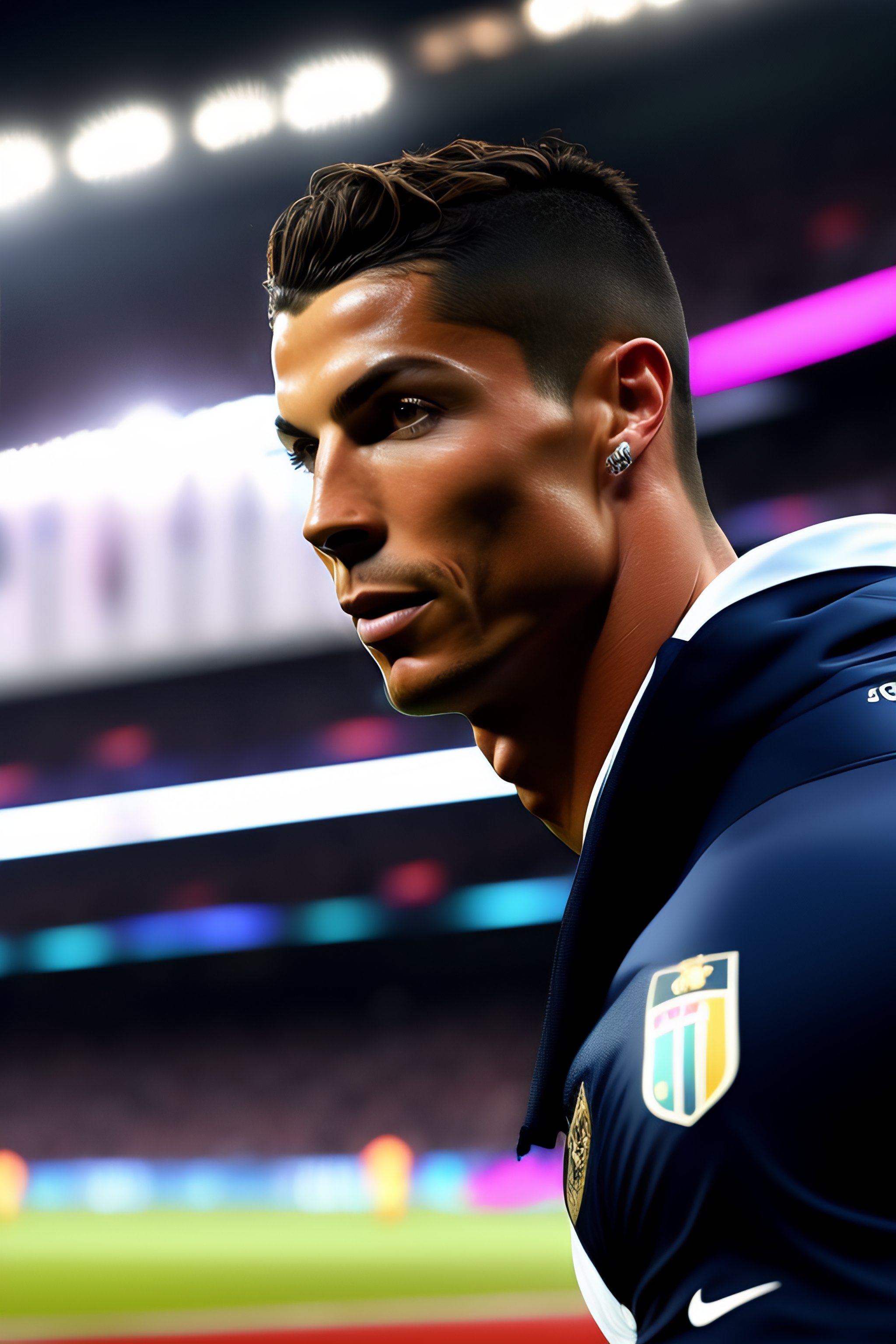 Lexica - Cristiano Ronaldo is reporting a football match from the press ...