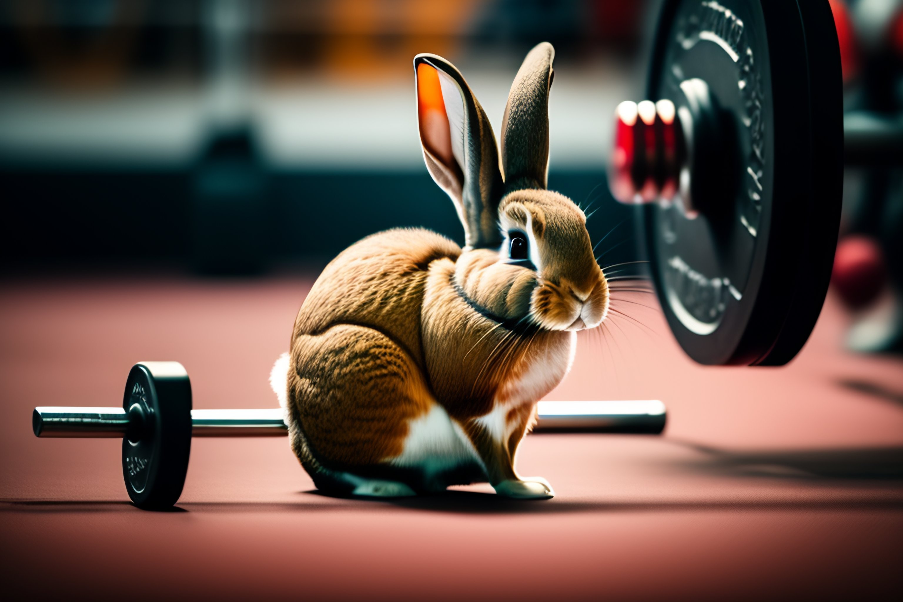 Lexica - (((rabbit weightlifter, lifted the barbell over his head ...
