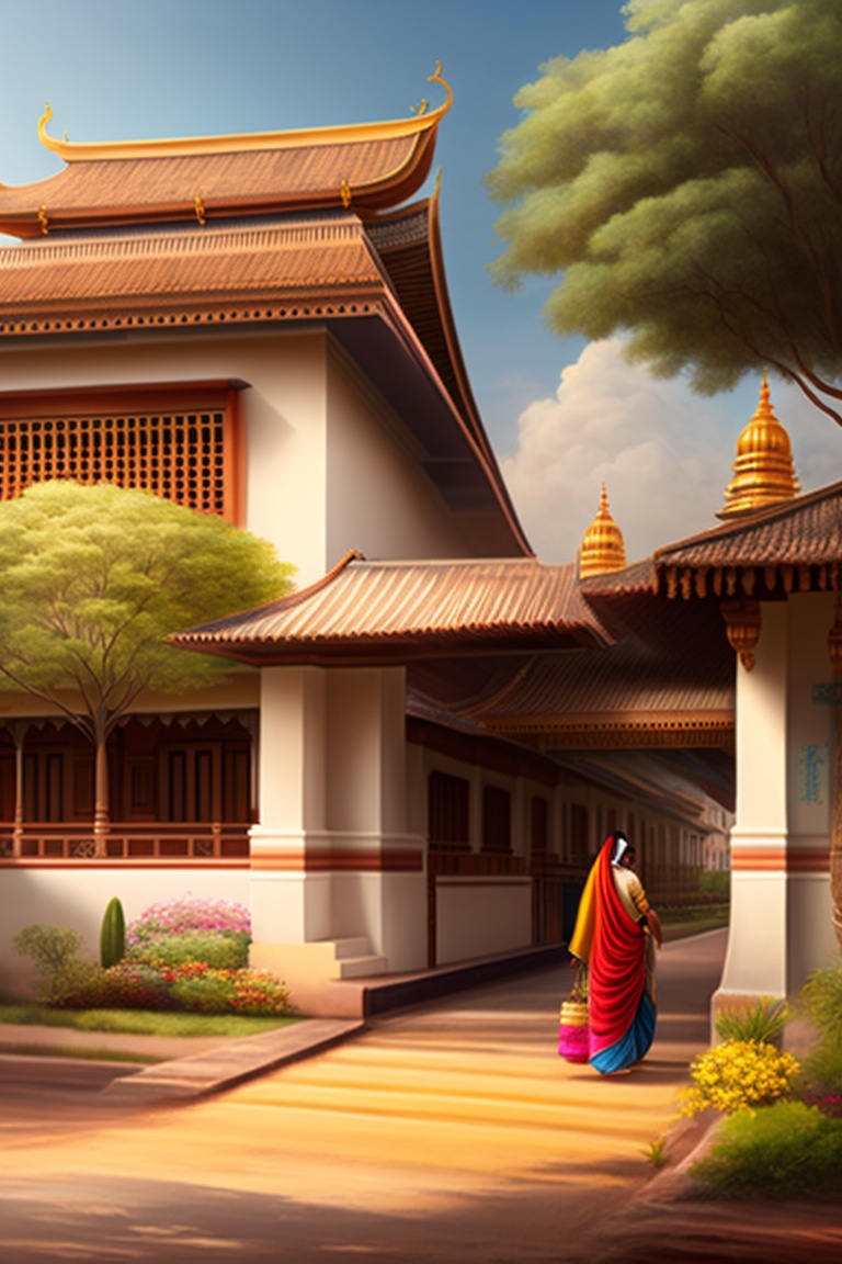 Lexica - Street of agragaram houses with mud roof, front veranda and ...