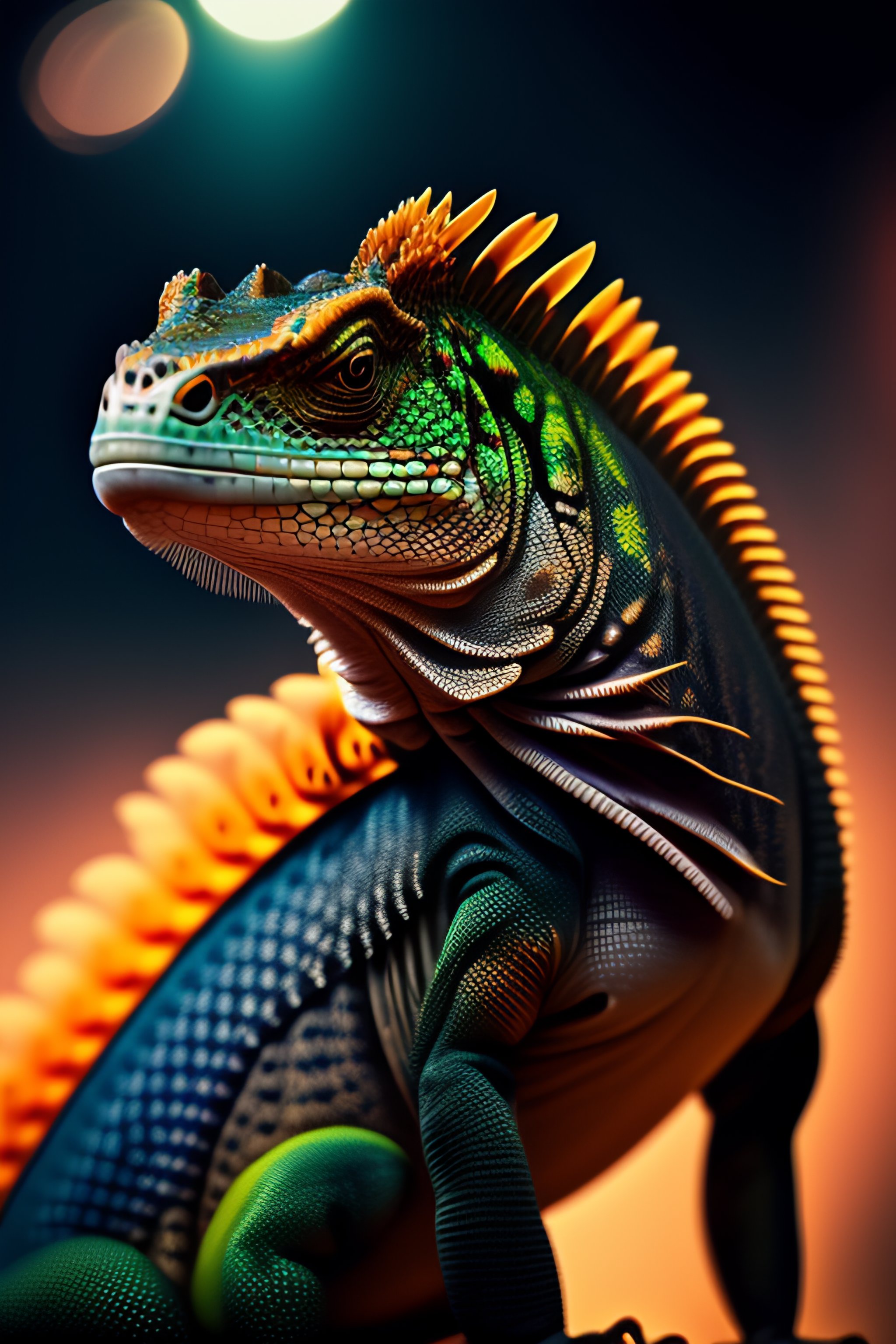 Lexica - Cool ronin iguana in a futuristic saloon