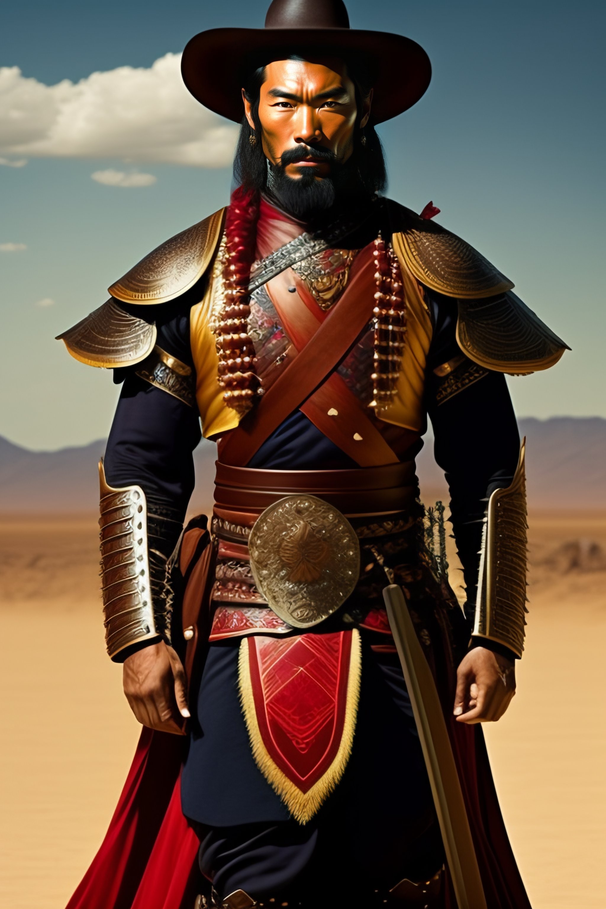 Lexica - Male non-asian samurai cowboy. He looks like Clint Eastwood ...