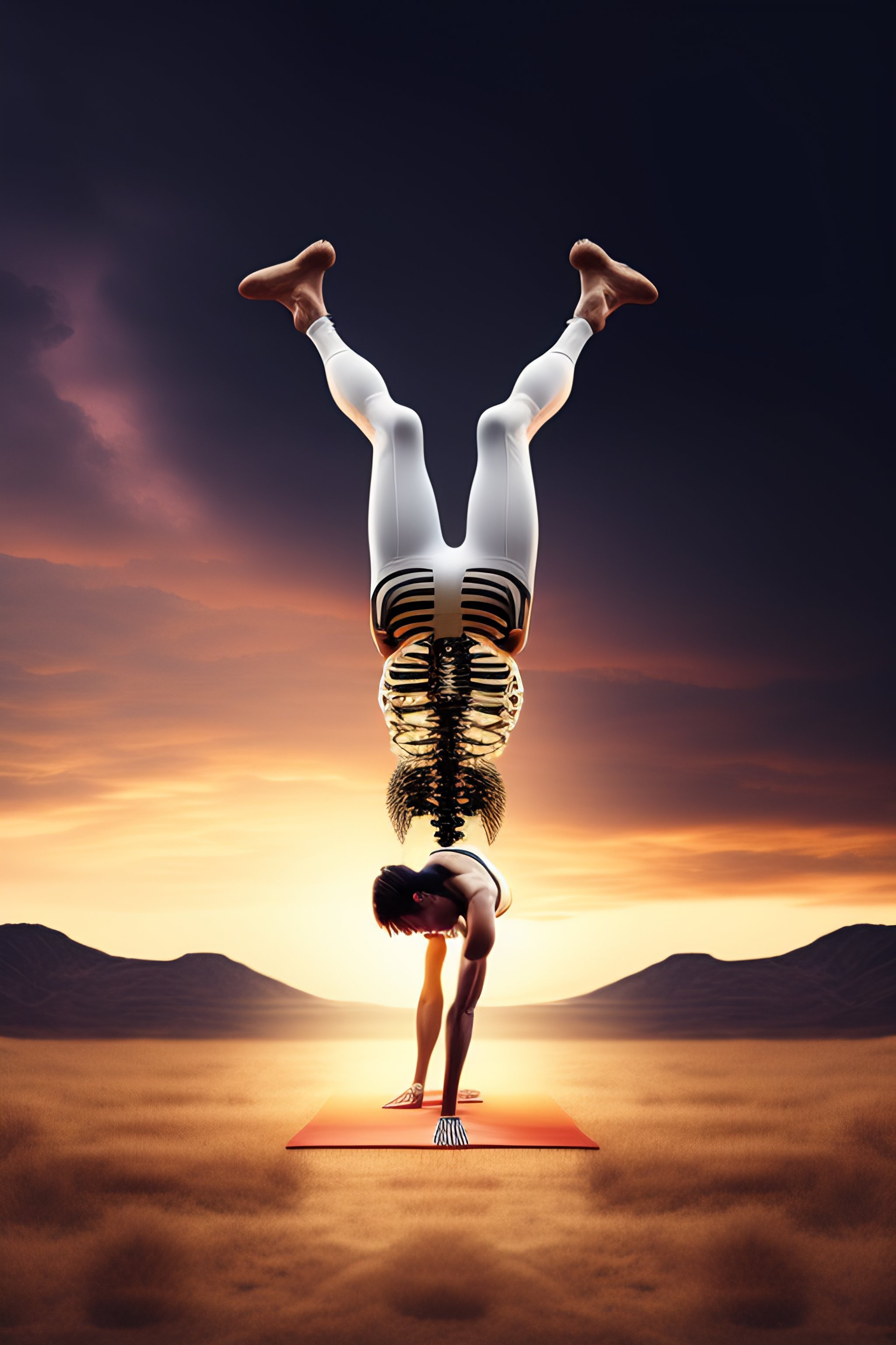 Lexica - A skeleton doing a handstand, yoga flow