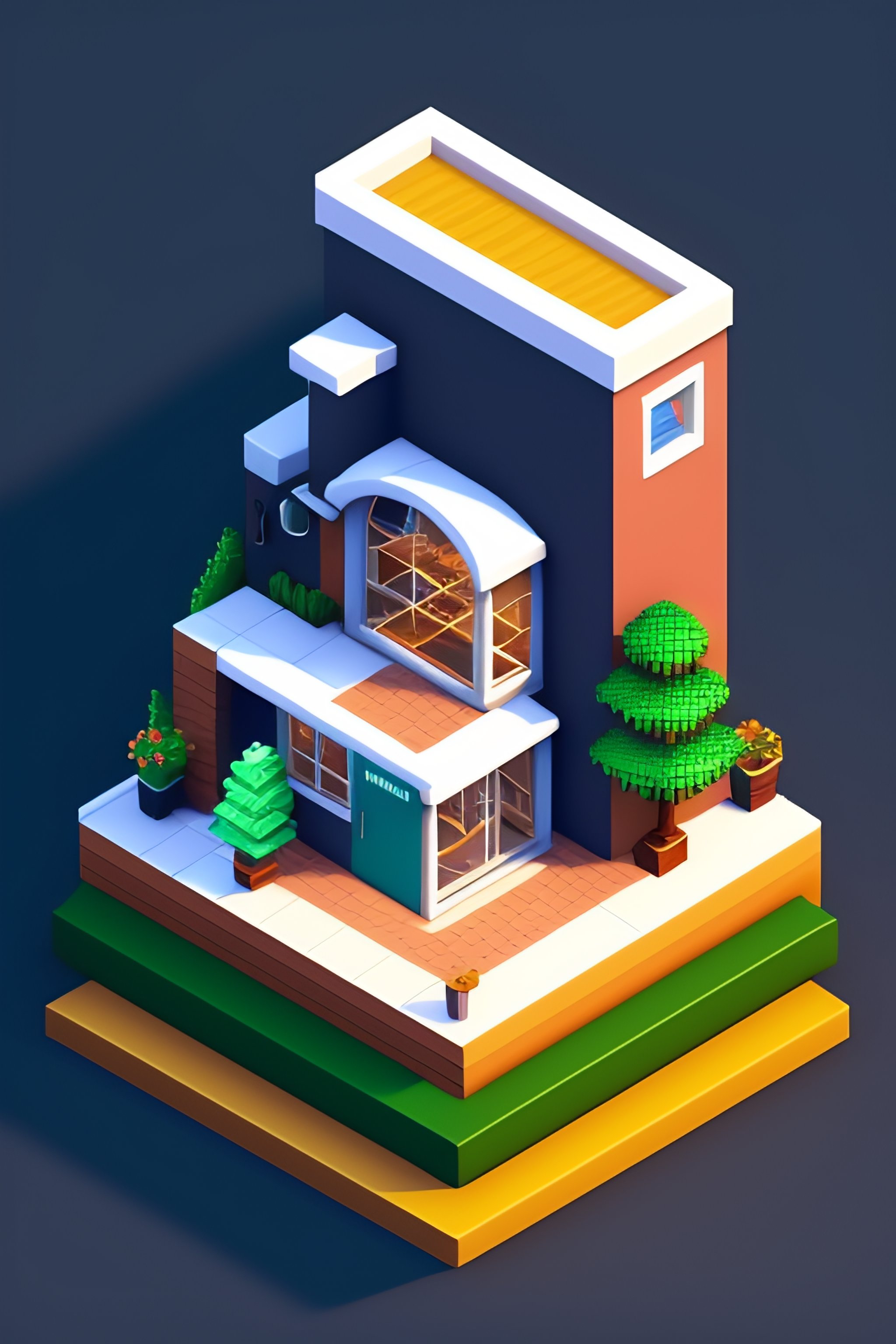 Lexica - Isometric clean pixel art image of outside of cute design studio