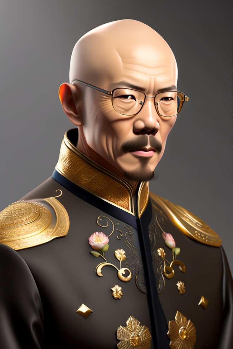 Lexica - Chinese walter White bald with a Classic black silk Tang suit ...