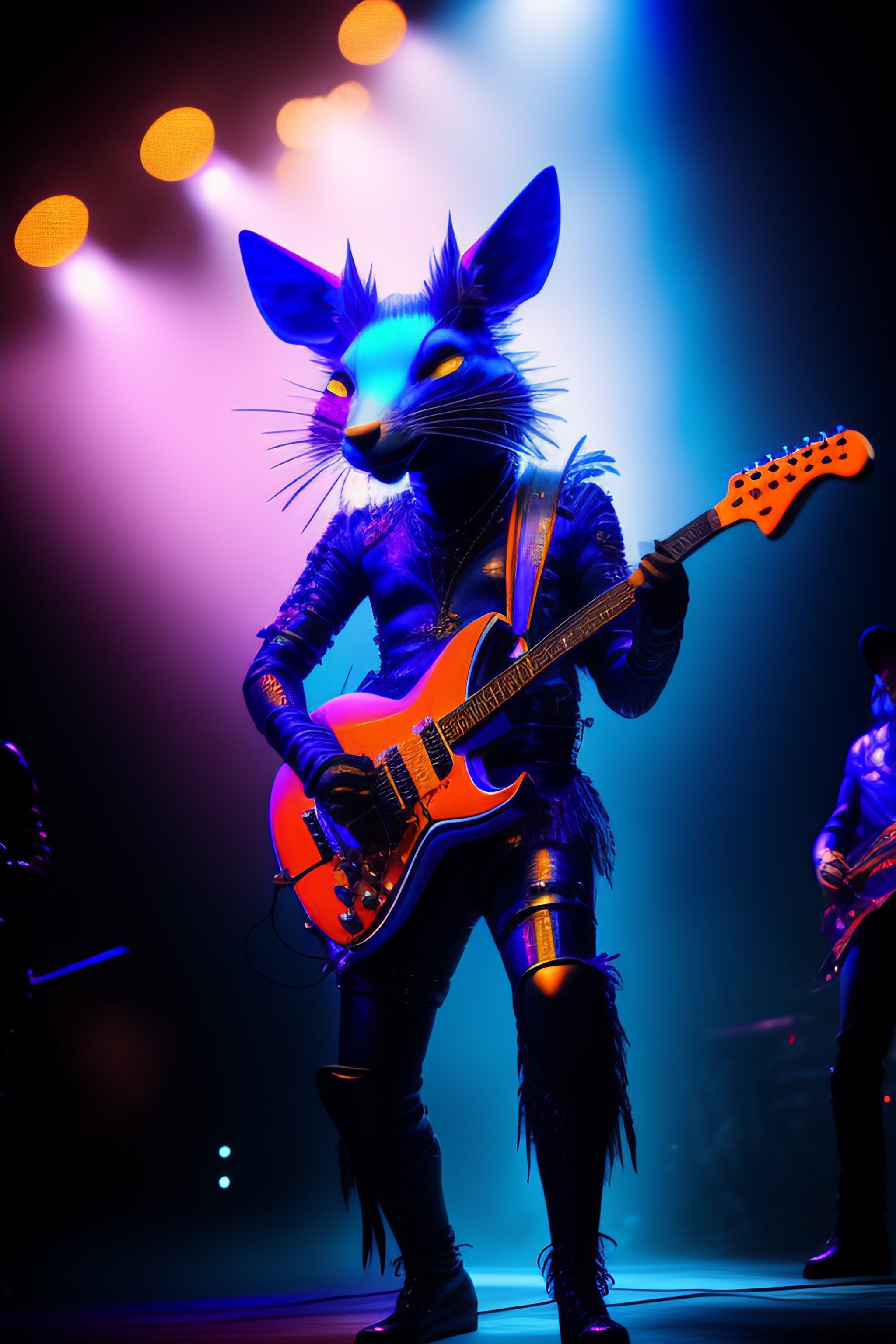 Lexica - Male blue ant rockstar, mystical cartoon humanoid, playing ...