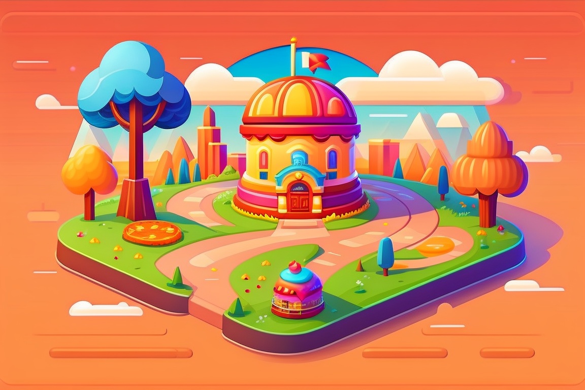 Lexica - Board burger game map, hamburger castle, french fries trees ...