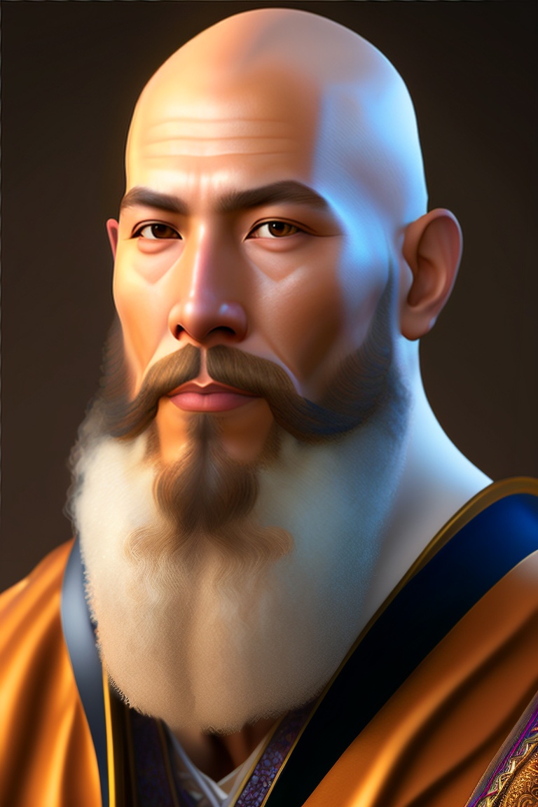Lexica - A bald monk with beard and lenses,hd hyper realistic, clear ...