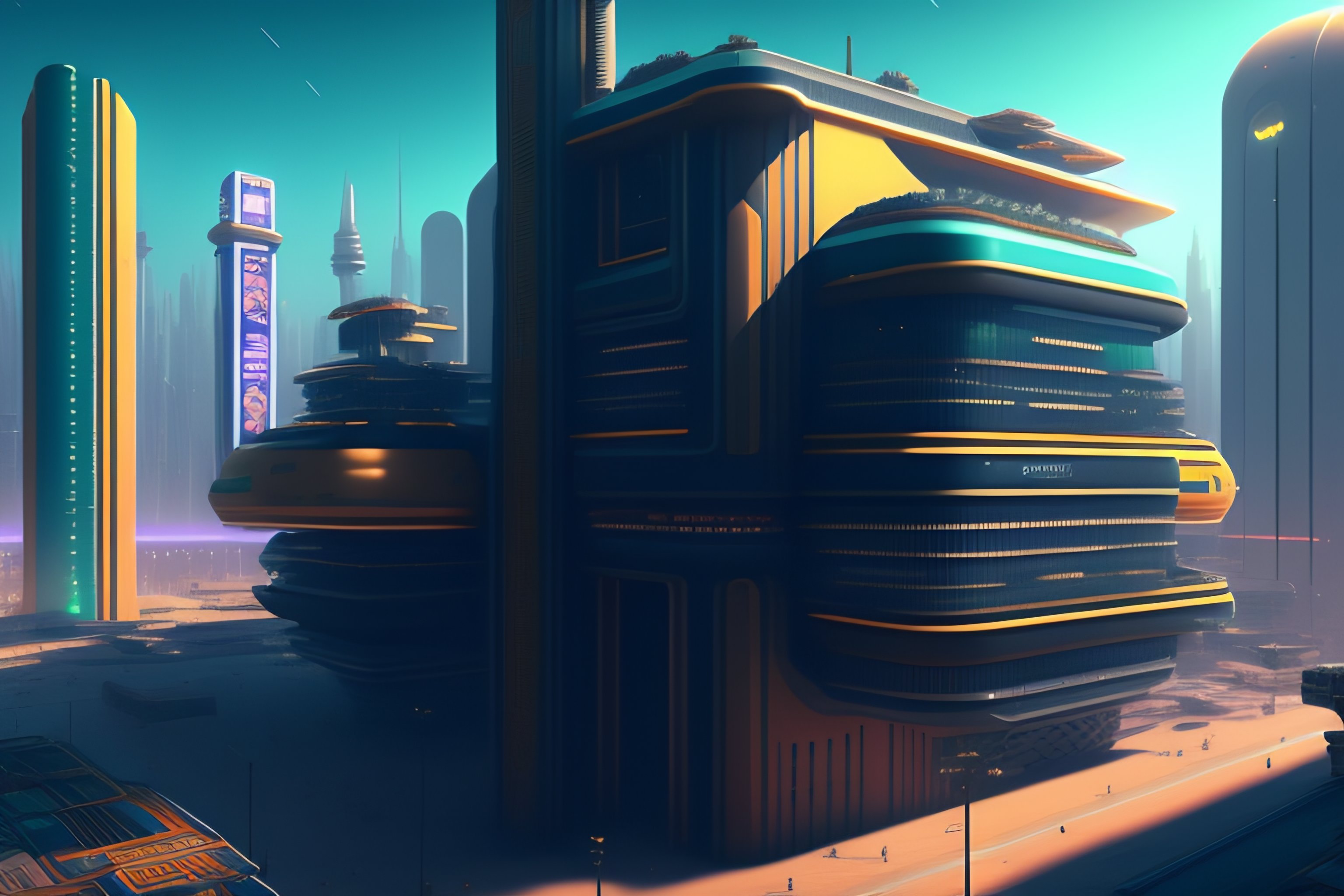 Lexica - Building cyberpunk square city