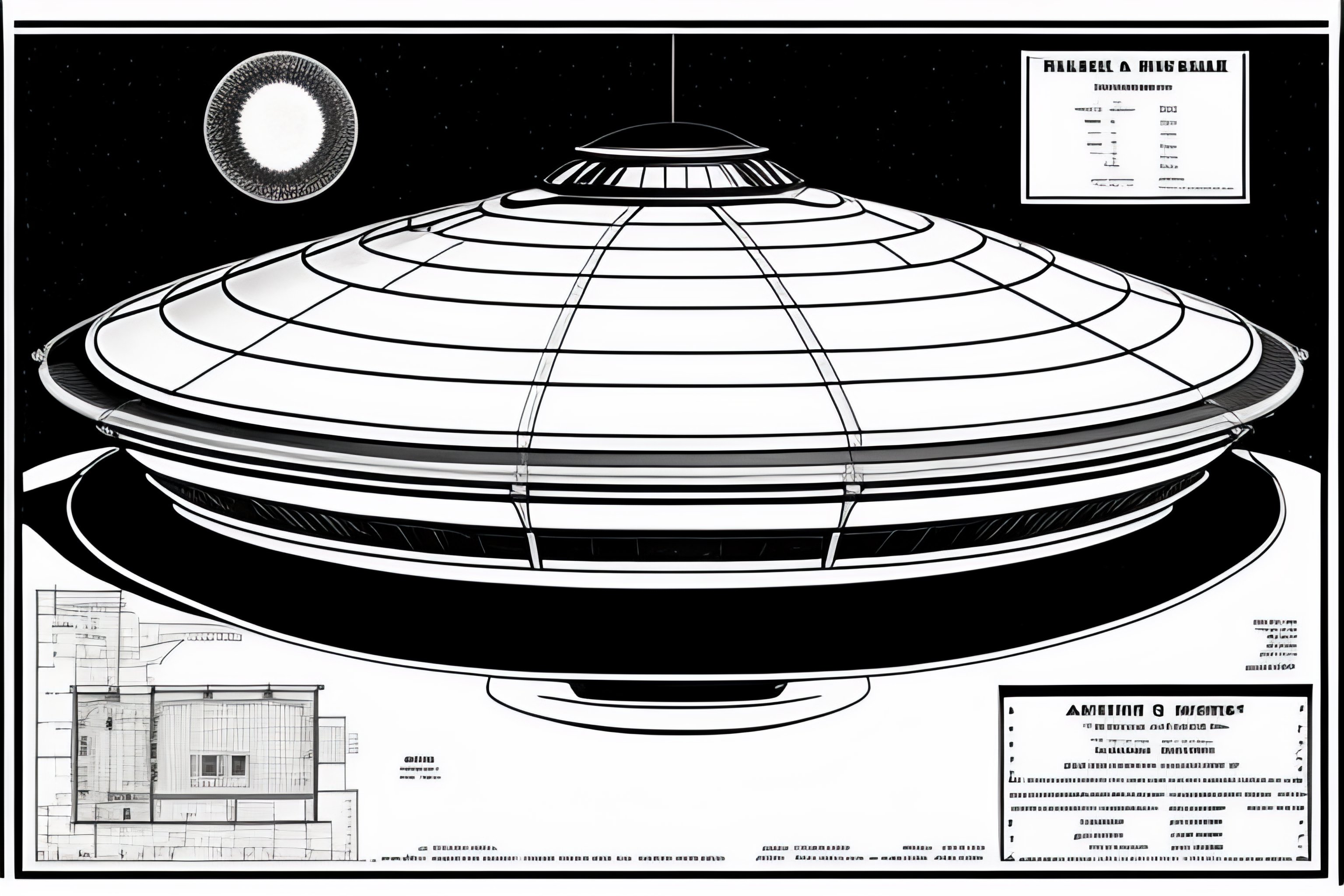 Lexica - Floor plan for building a flying saucer, includes details of ...