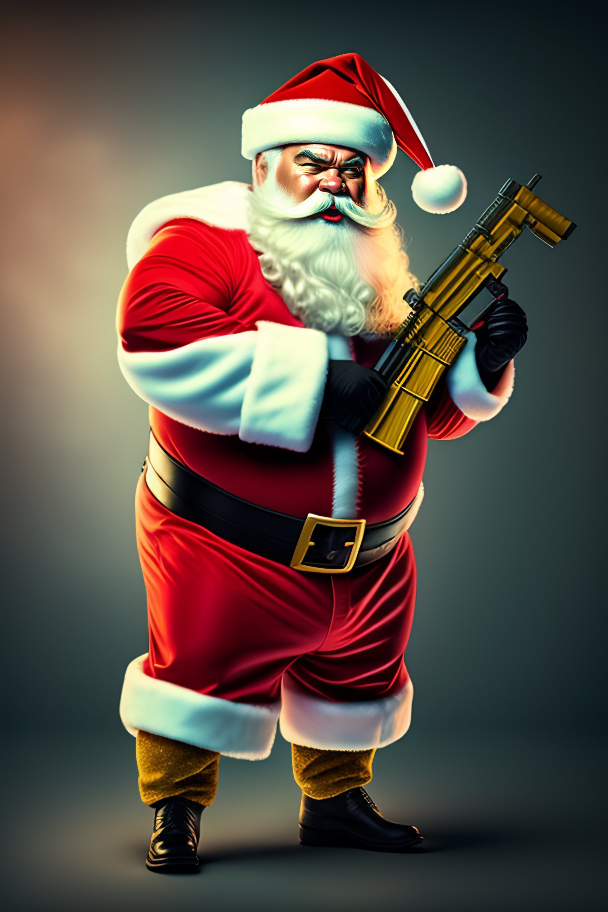 Lexica - An angry santa holding banana guns