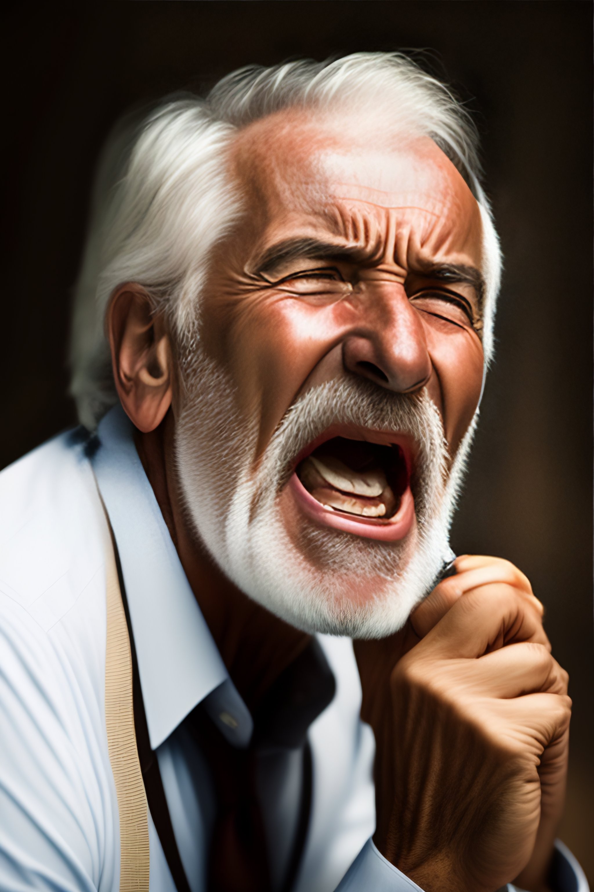 Lexica - Portrait of european old man screaming