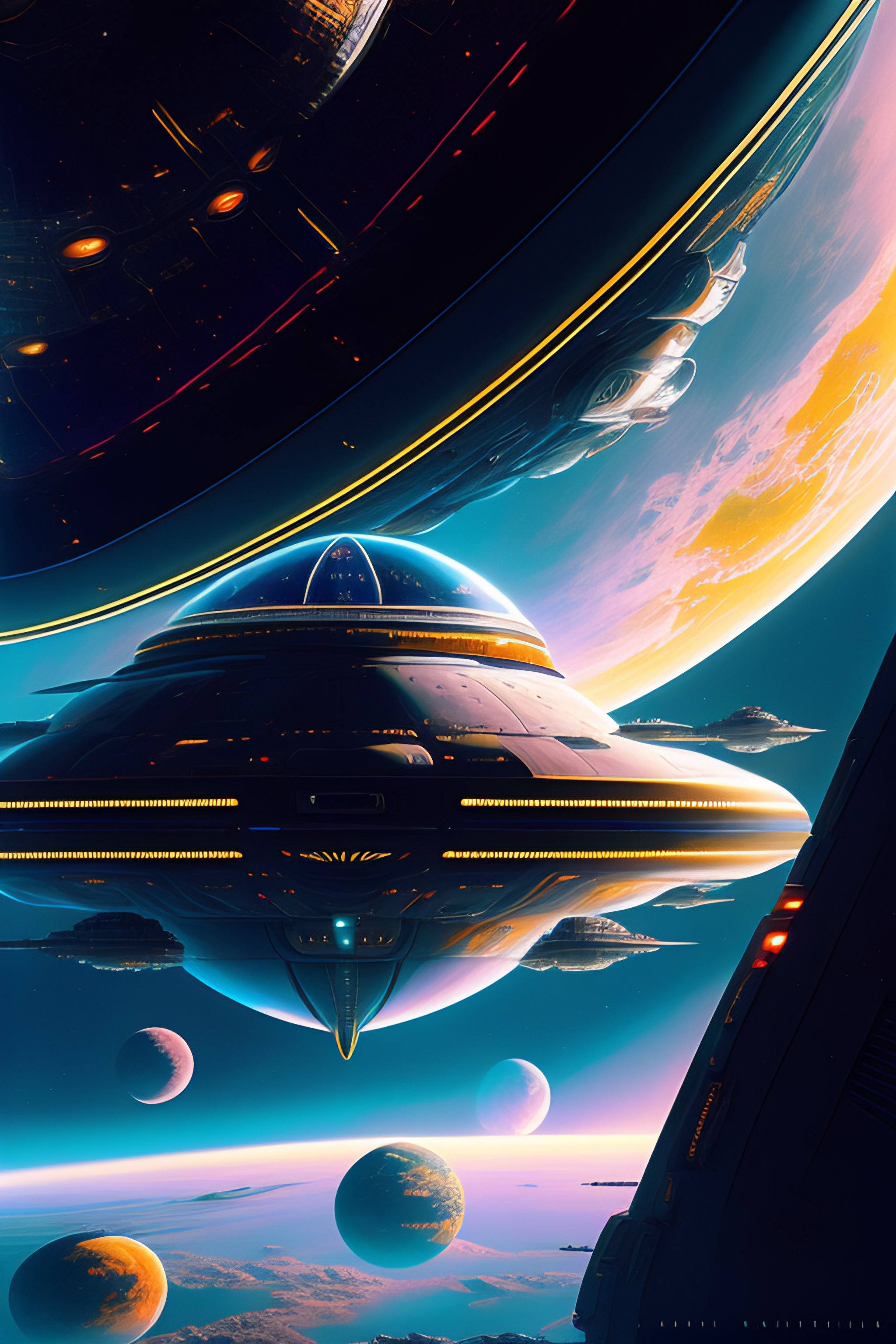 Lexica - Cyberpunk planet devastated seen from space, detailed ...