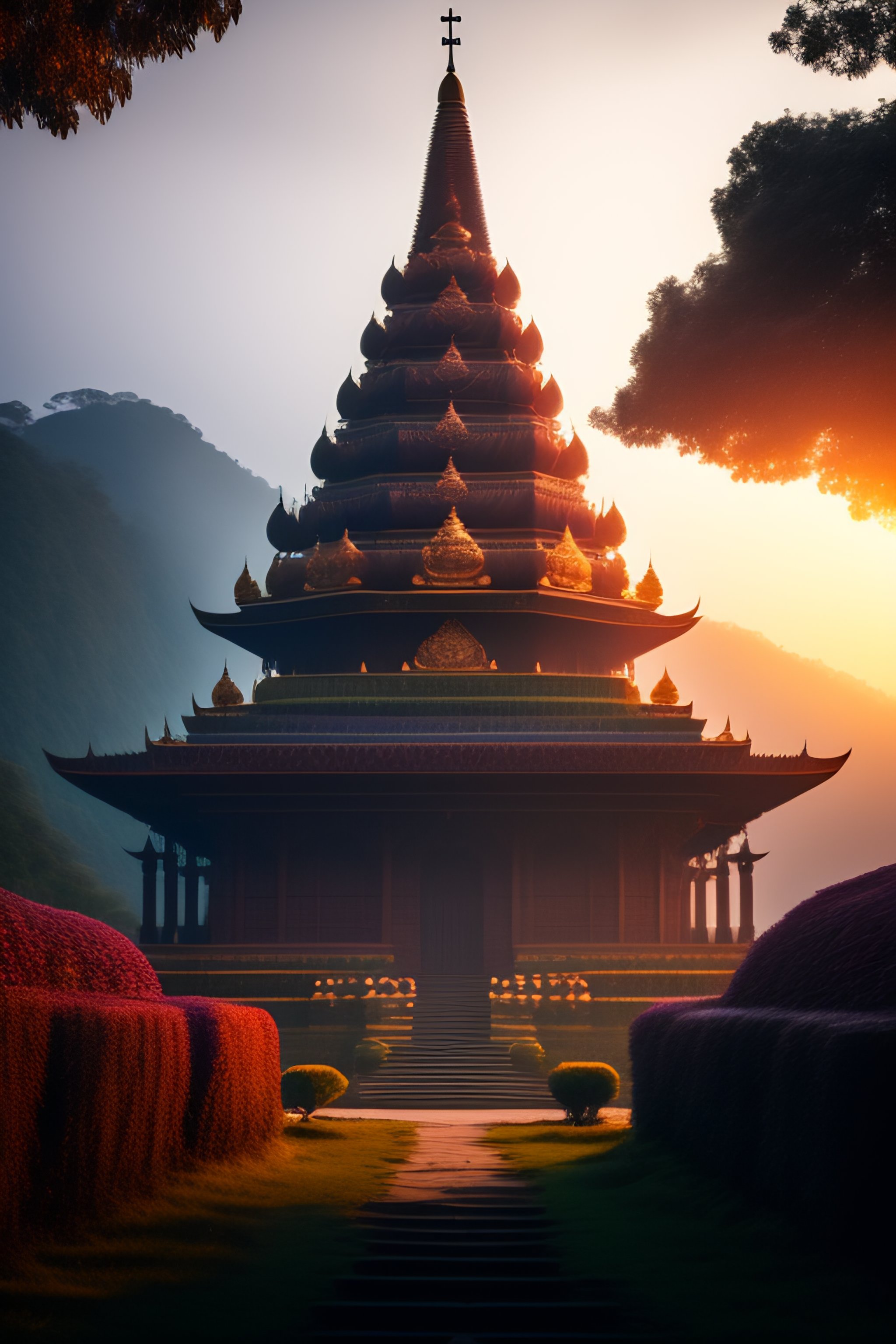 Lexica - Film frame of an evil temple in an indian mountain village ...