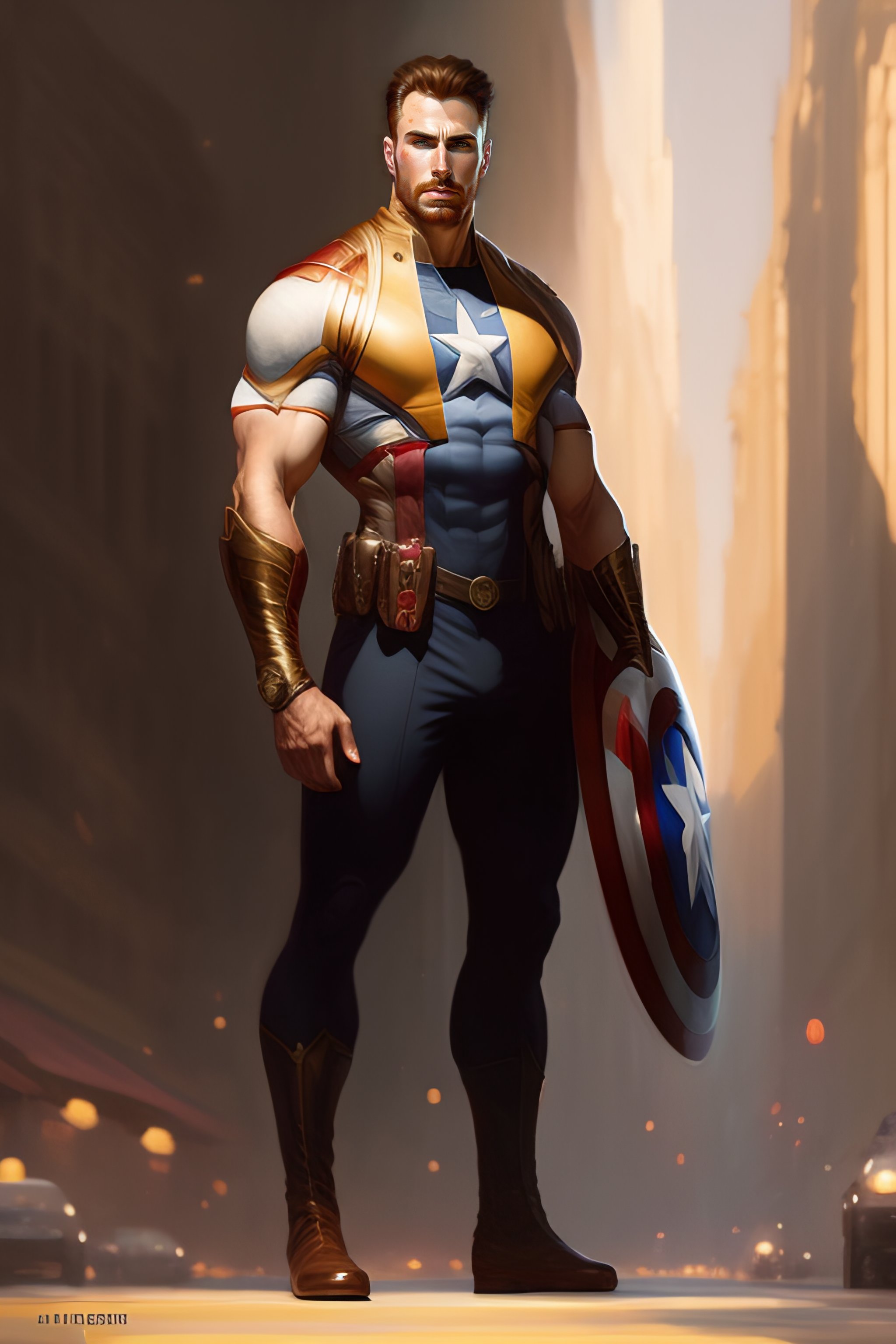 Lexica - Full body potrait thin muscular chris evans captain america ...