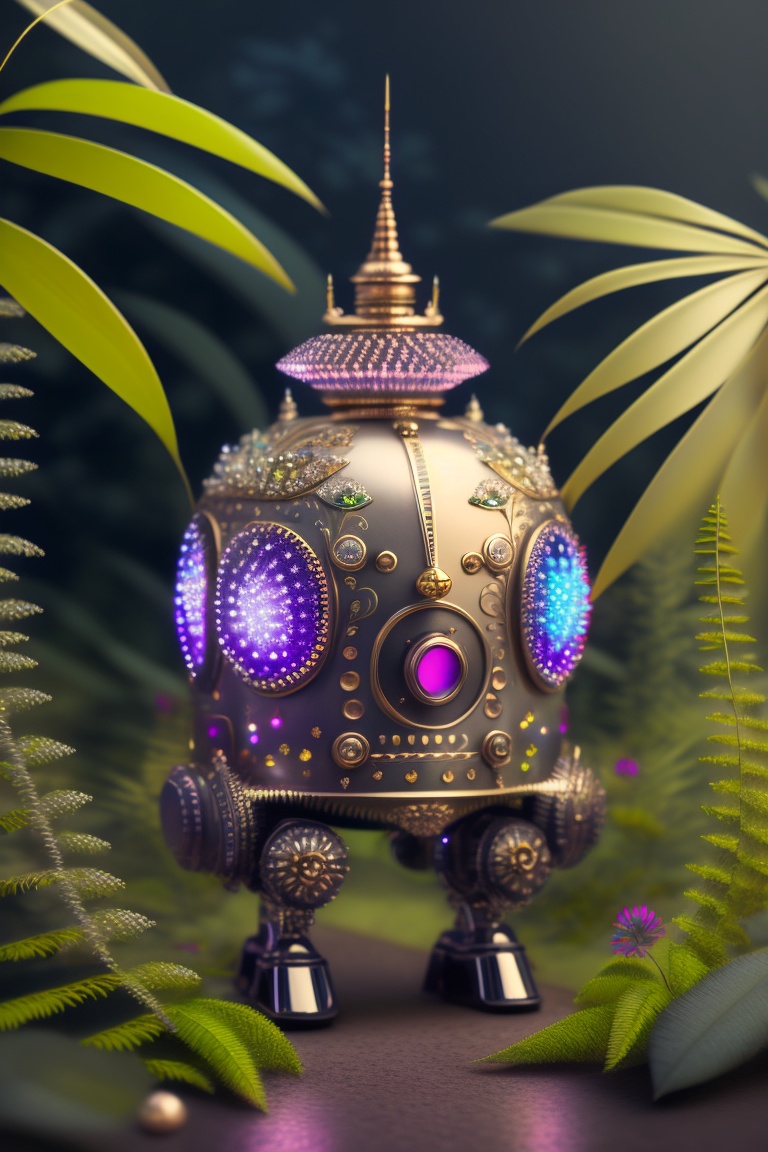 Lexica - Magic trippy silver 1950;s spiked robot with attitude, jewel ...