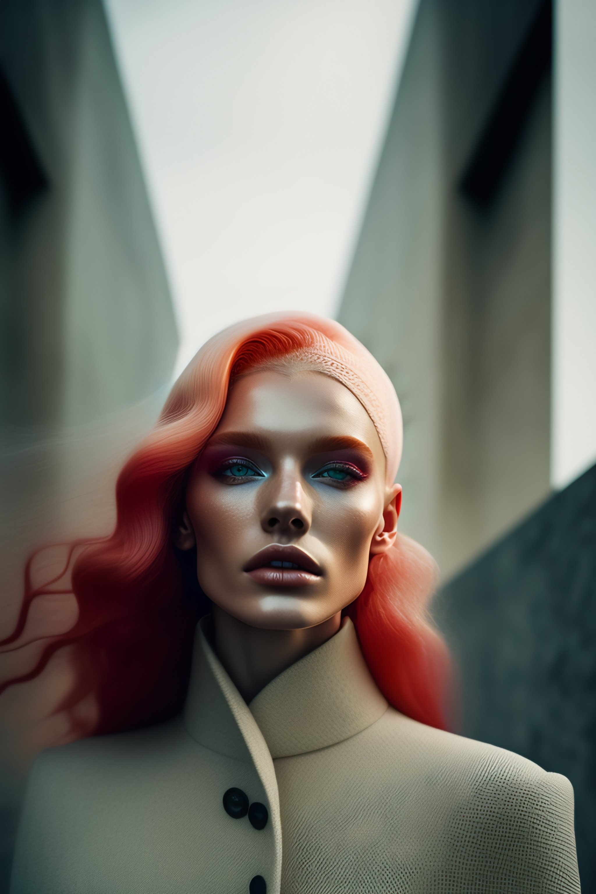 Lexica - Portrait of haute couture beautiful albino fashion model with ...