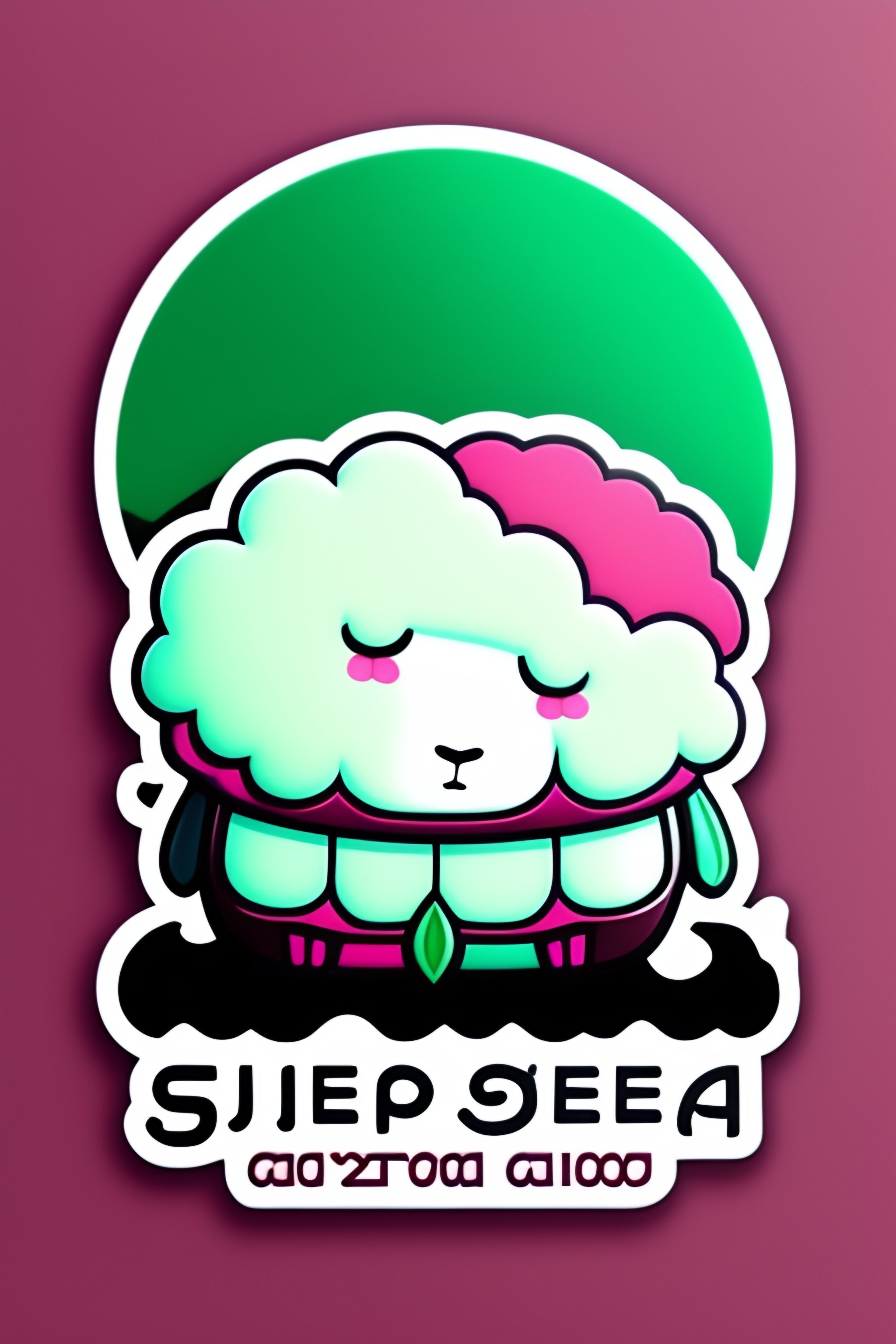 Lexica - Cute sleep sheep chibi cartone style , mint tone, sticker logo