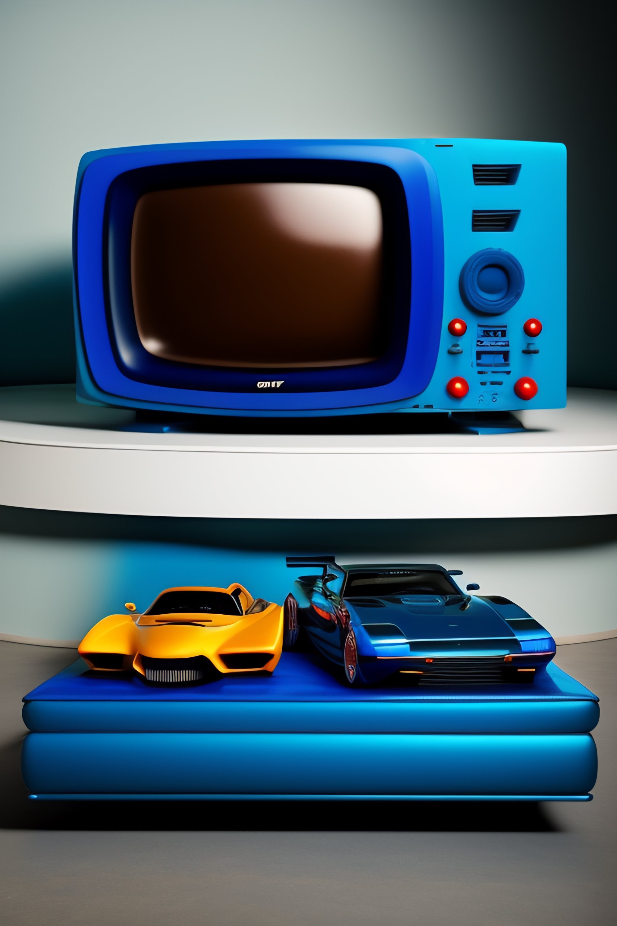 Lexica - Cyber car from the movie cars 3, sitting on a blue felt couch ...