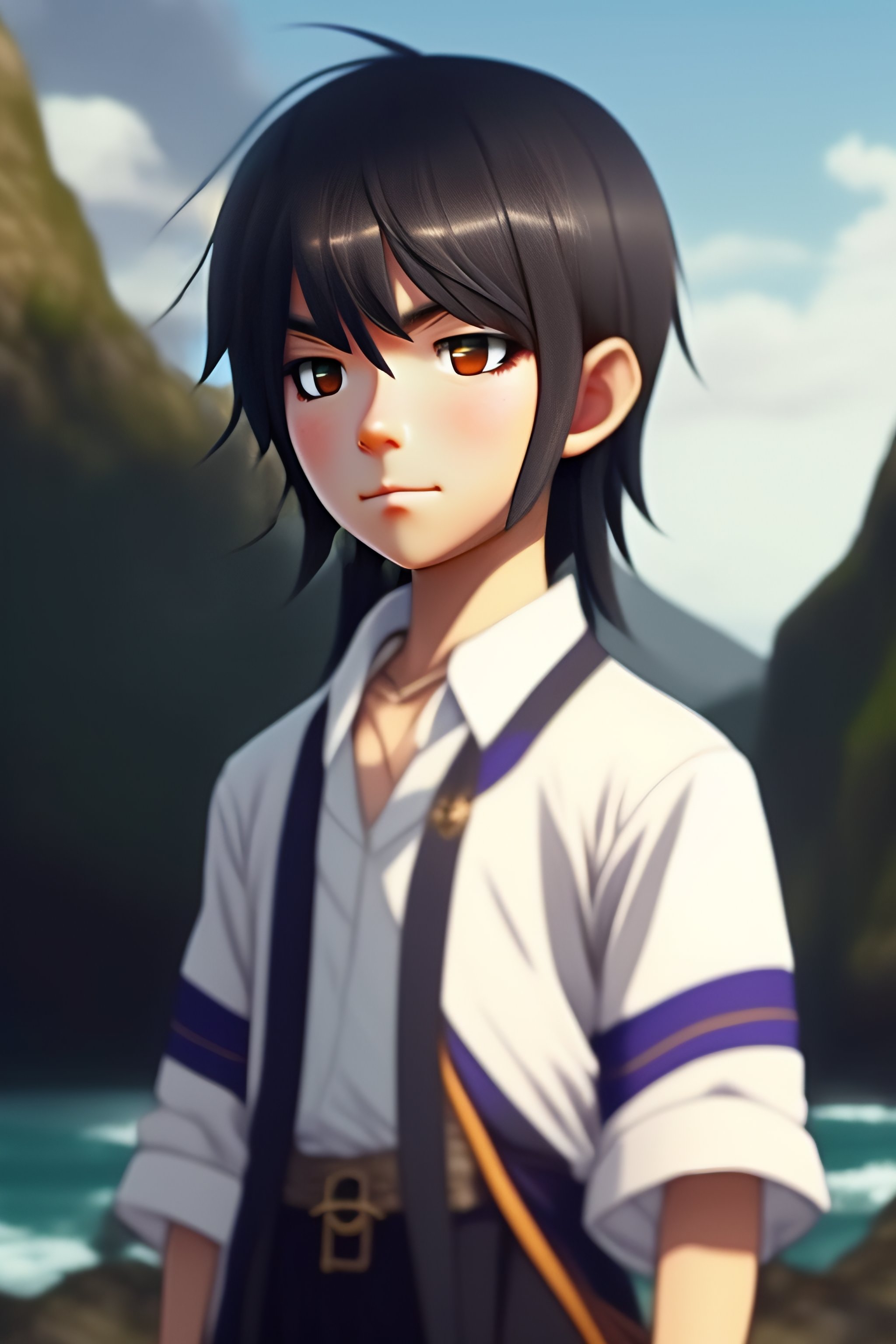 Lexica - A 12-year old anime boy with slightly pointed face with a ...