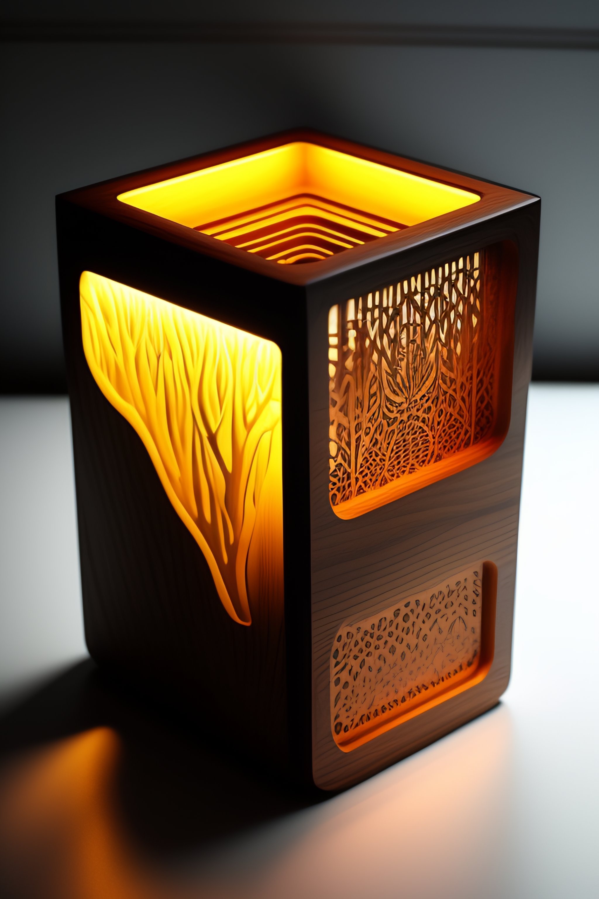 Lexica - Lasercut wood case box led MDF forniture