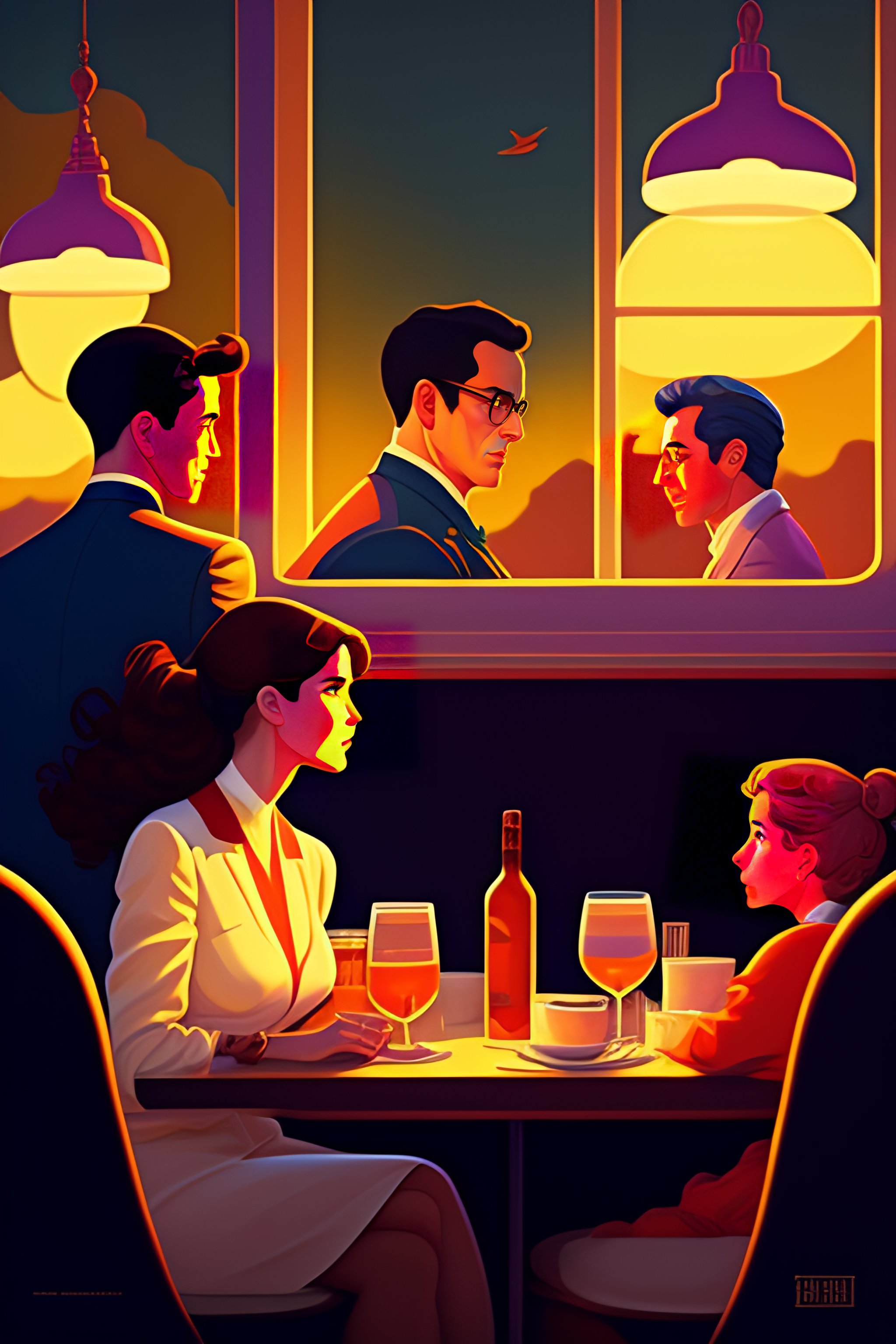 Lexica - Seinfeld restaurant party, digital art, illustration, highly ...