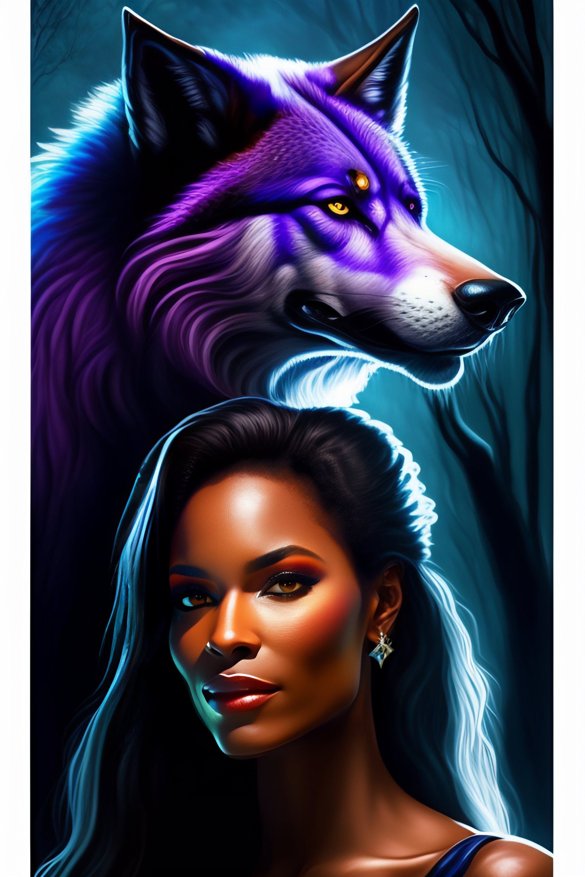 Lexica - 3 head werewolf in the style of magic the gathering