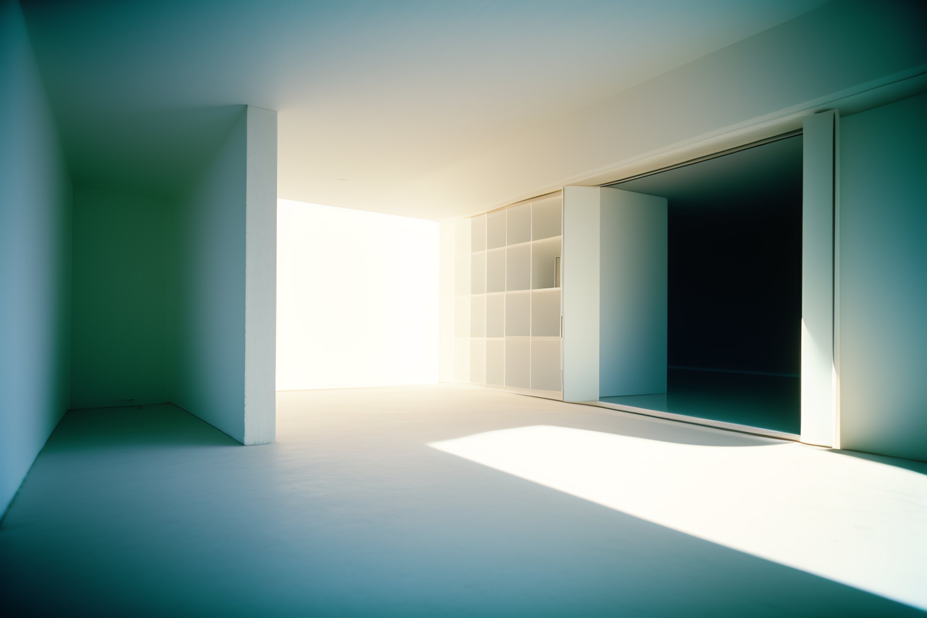 Lexica - A photograph of a glowing white cube inside of a minimalist ...