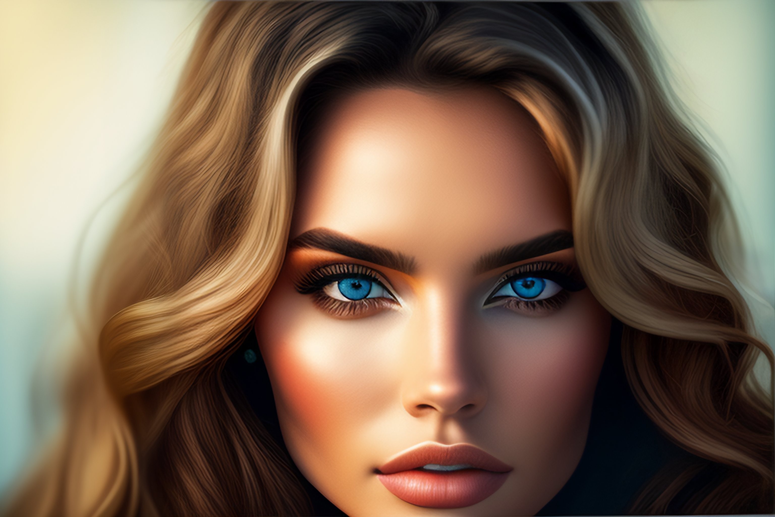 Lexica - Beautiful blonde woman with large round eyeballs