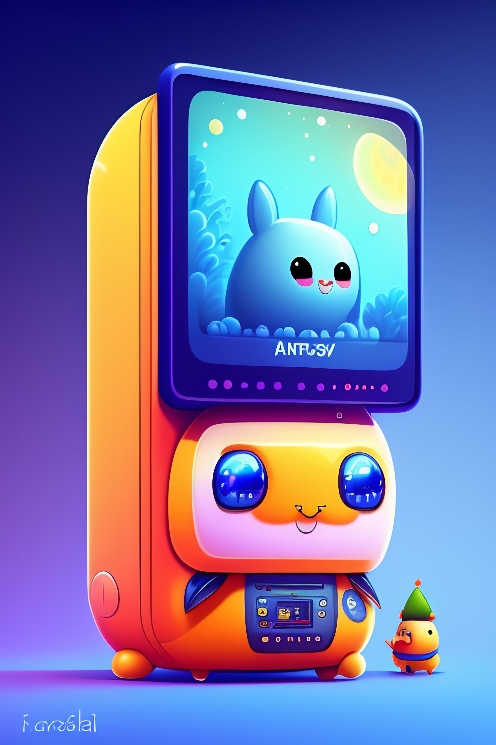 Lexica - Cute and adorable cartoon computer monitor, fantasy, dreamlike ...