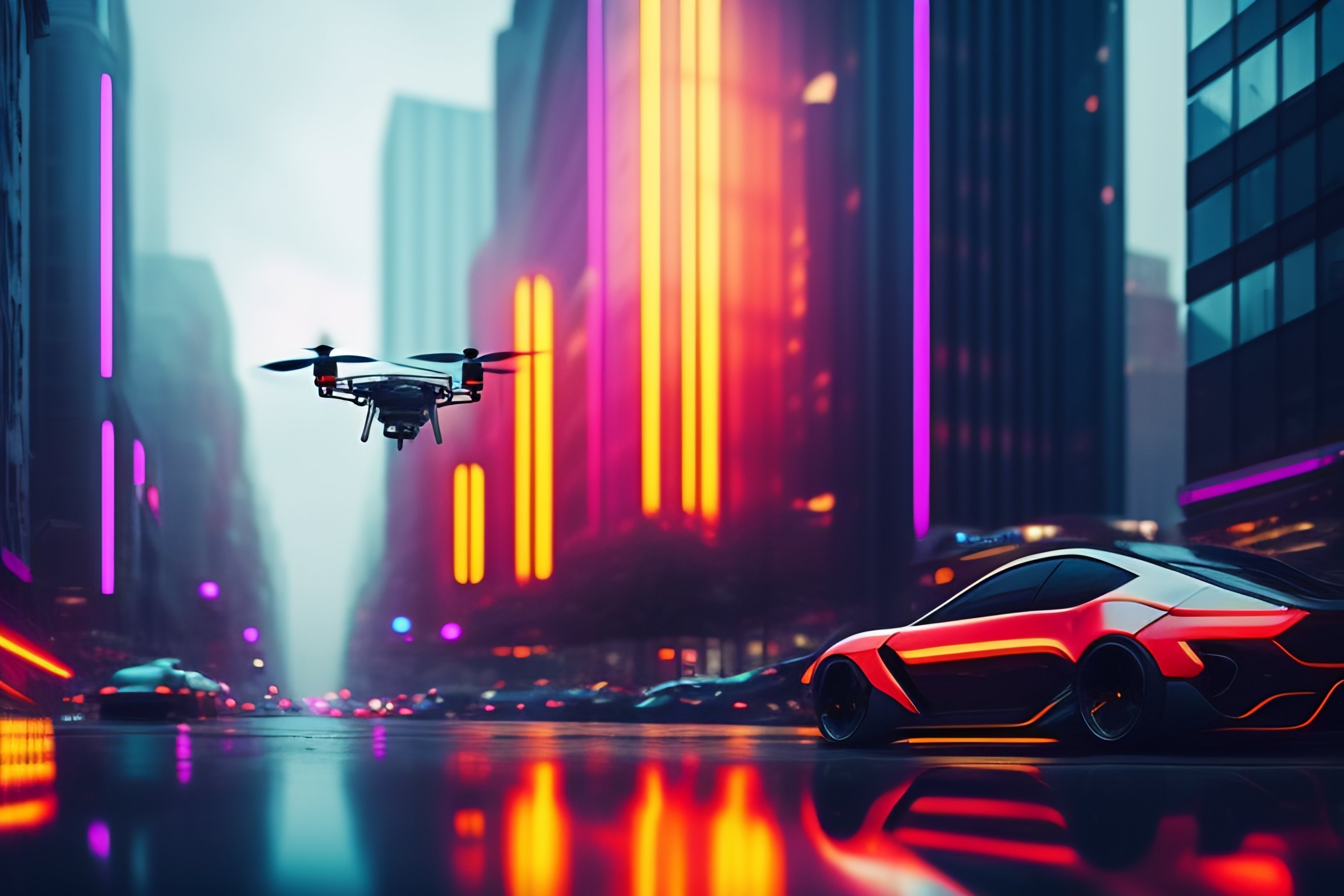 Lexica - Photo of drone The city of neo - tron legacy in 2 0 9 9 ...