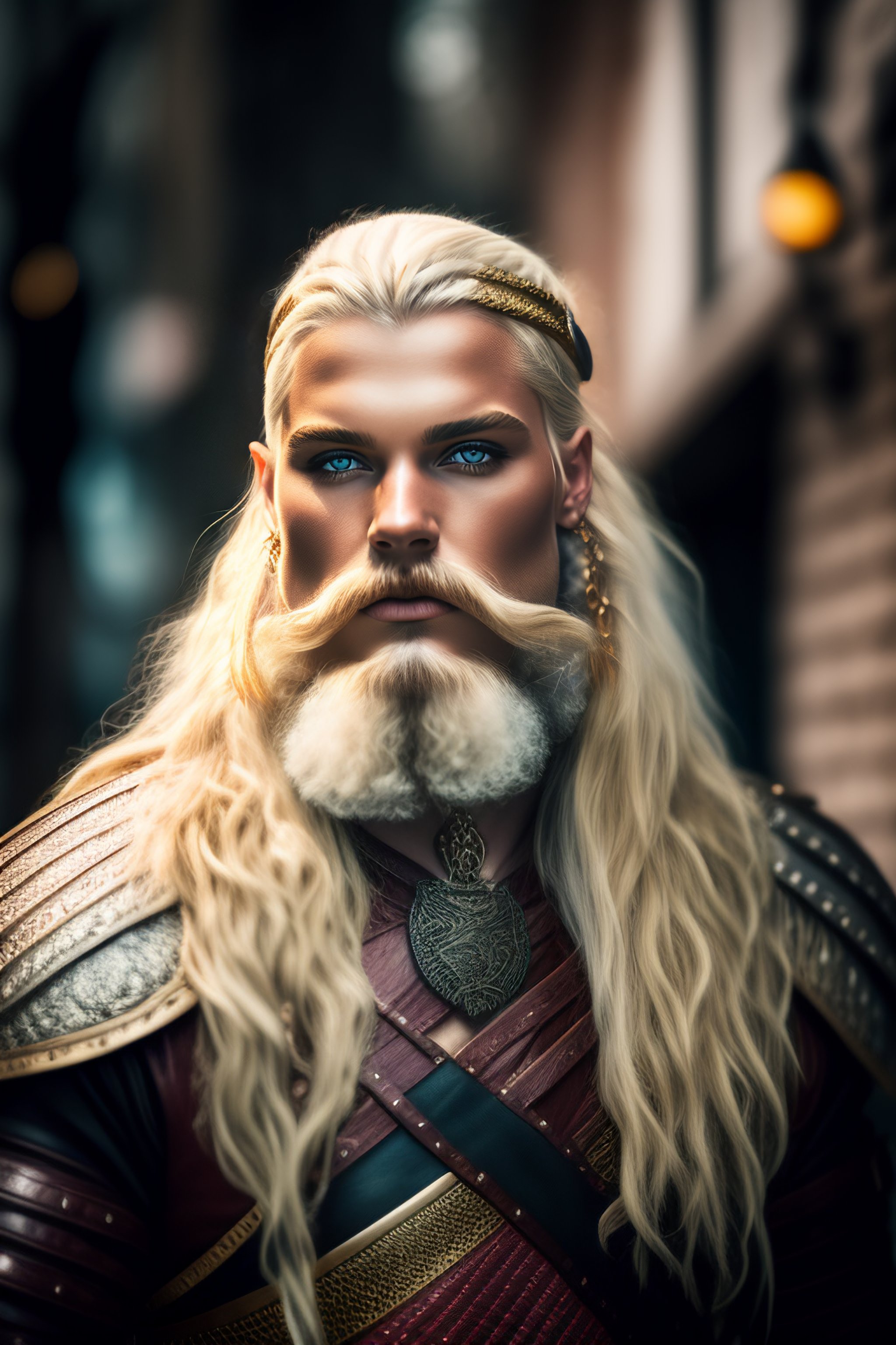 Lexica - Full body photo of a beautiful viking blonde warrior, street ...
