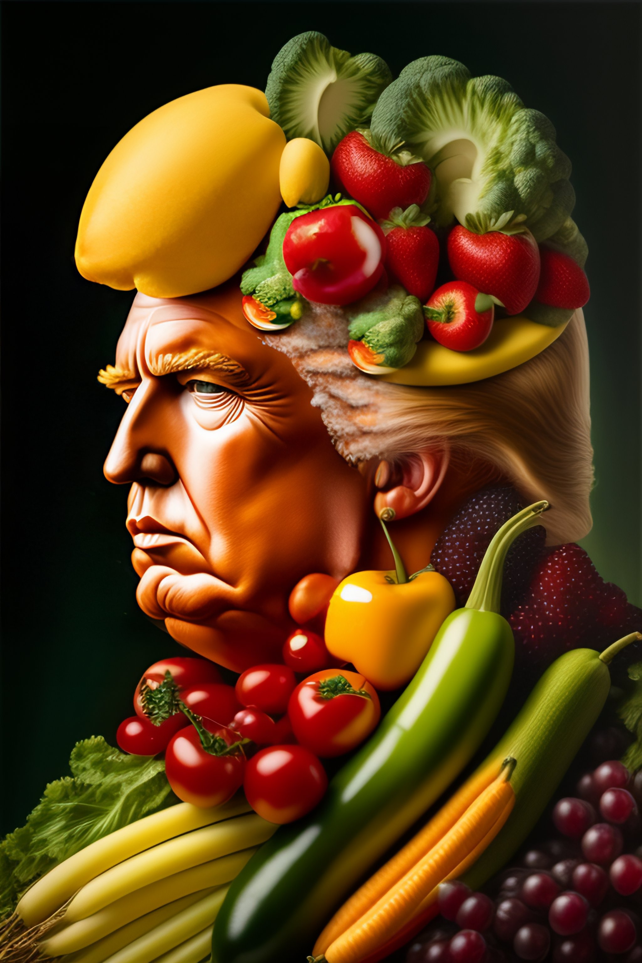 Lexica - DONALD TRUMP made out of fruits and vegetables by giuseppe ...