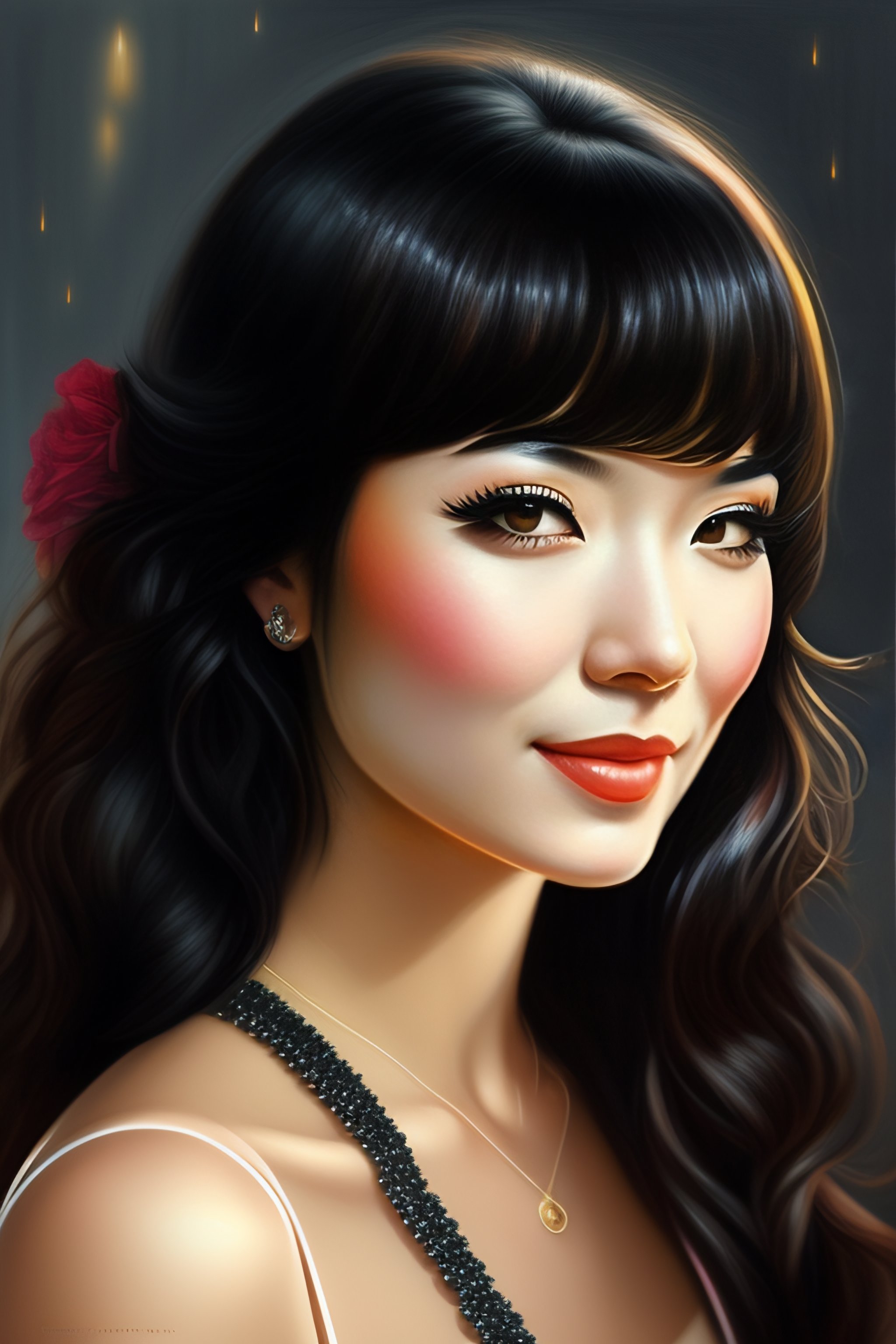 Lexica - Drawing girl, black hair, new years eve