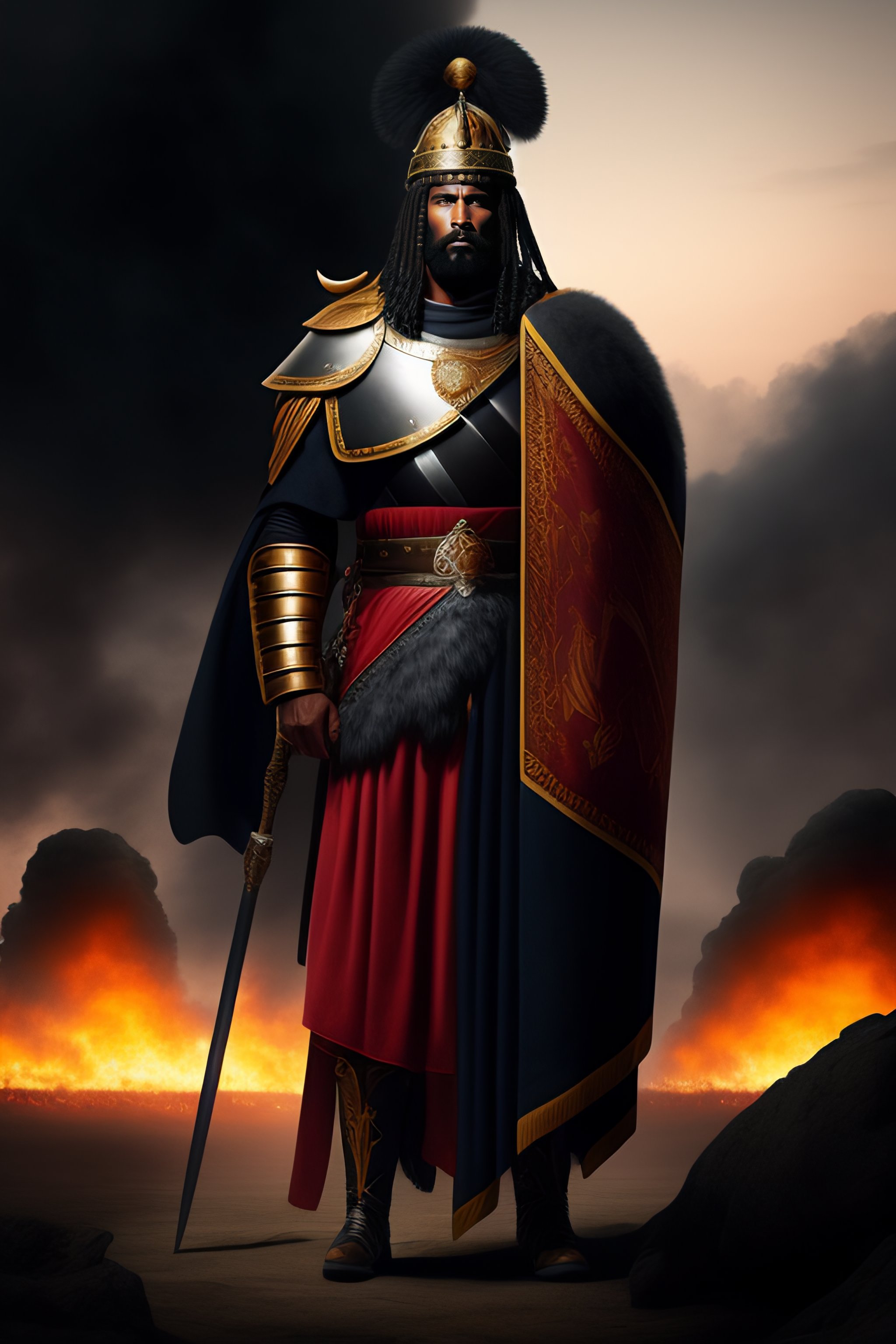 Lexica - A roman legion besieging a distant black fortress on scorched ...