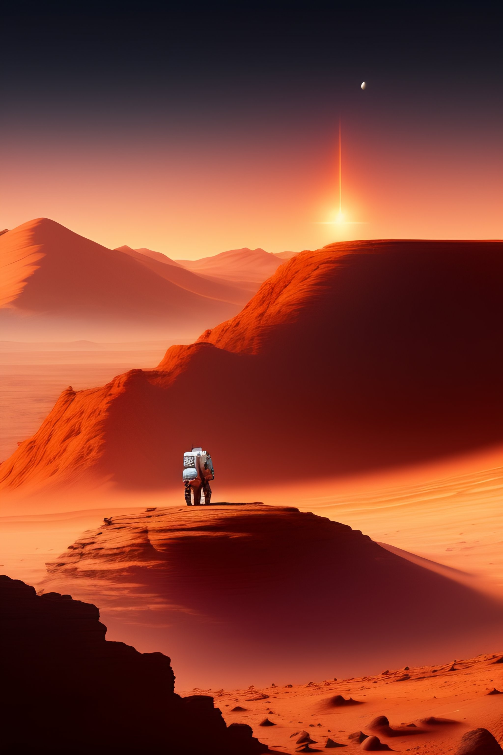 Lexica - A picture of an astronaut landing on mars with mountains and ...