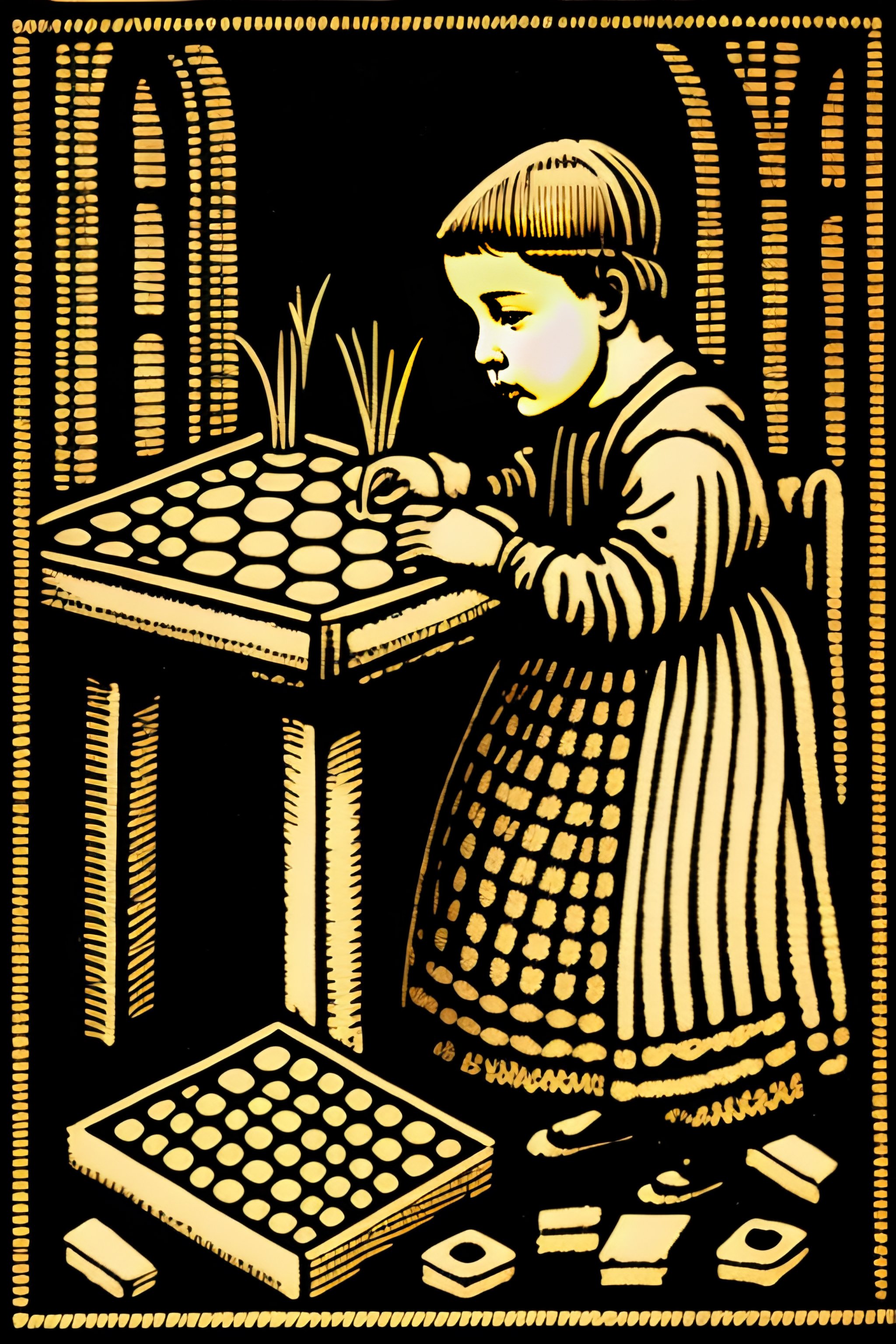 Lexica - Medieval woodcut of adrian street A young child is playing a ...