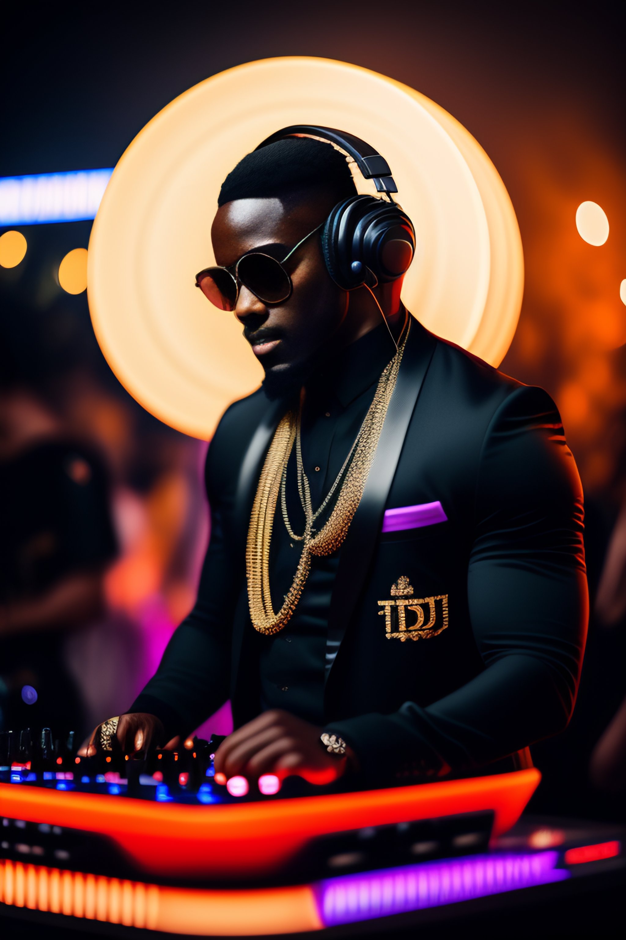 Lexica - Fashionable black bold dj at the party