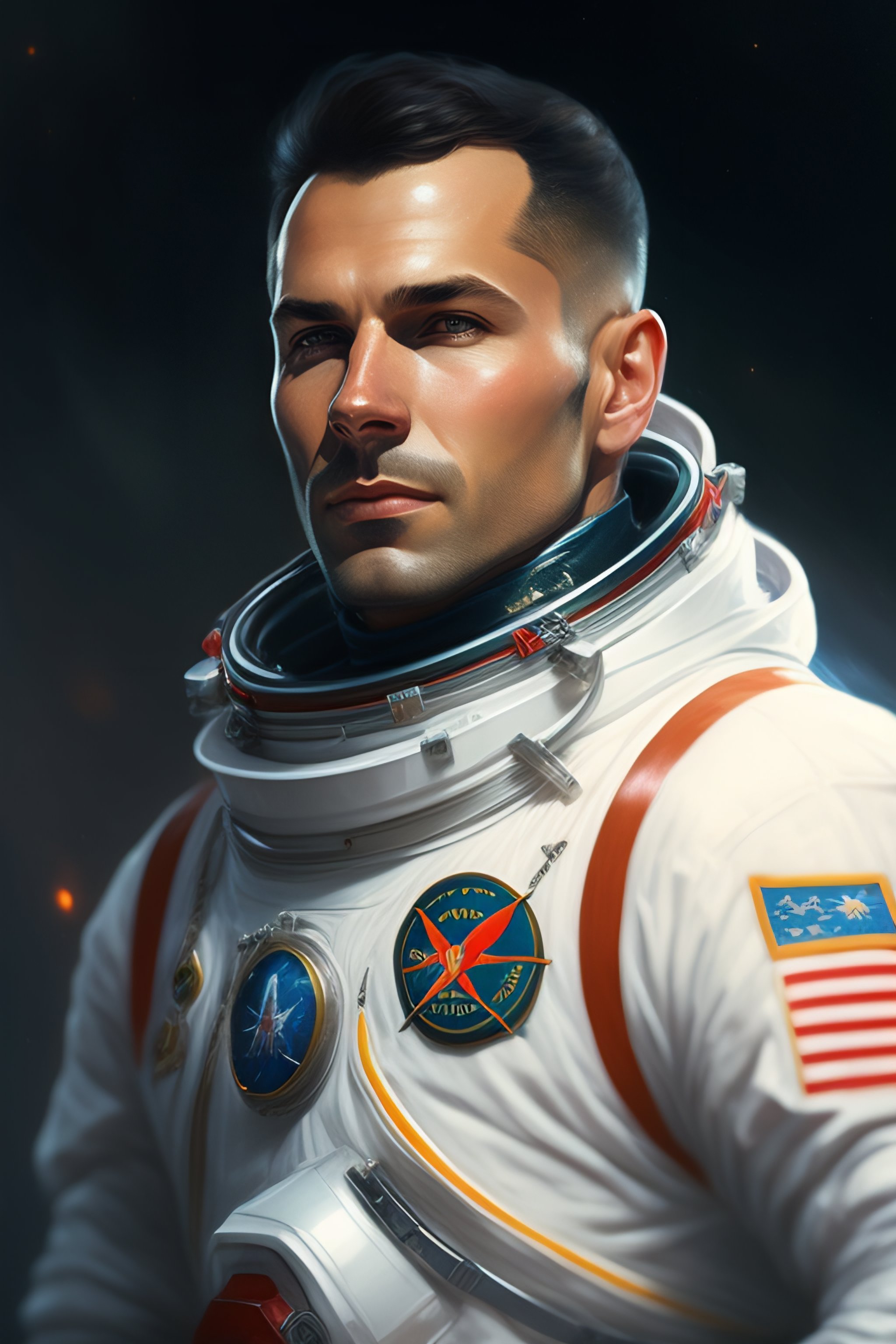 Lexica - Portrait of cosmonaut Gagarin by Greg Rutkowski, young, manly ...