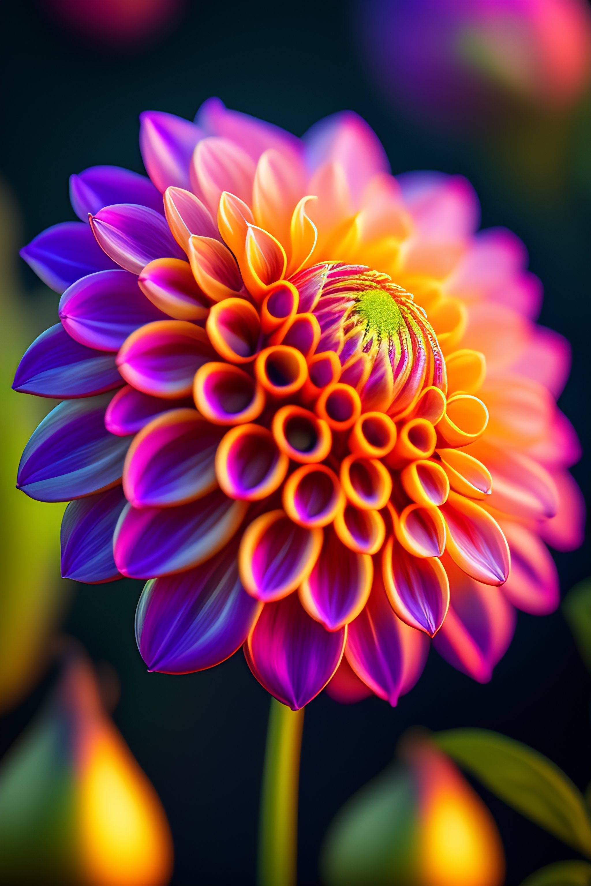 Lexica - 3d render of an iridescent dahlia, Sunlight Study, by Rachel ...