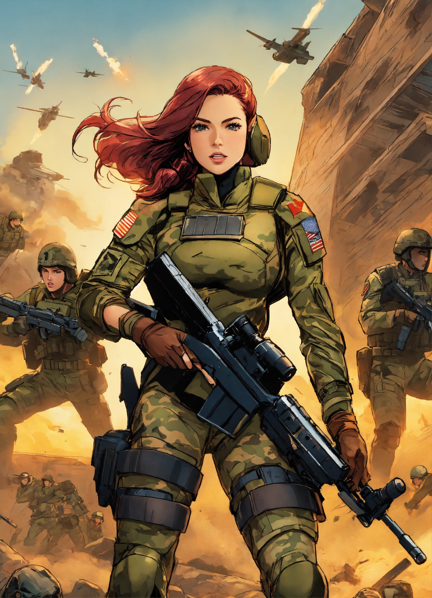 Lexica - Female G. I. Joe Scarlett wearing camo metal military armor in ...