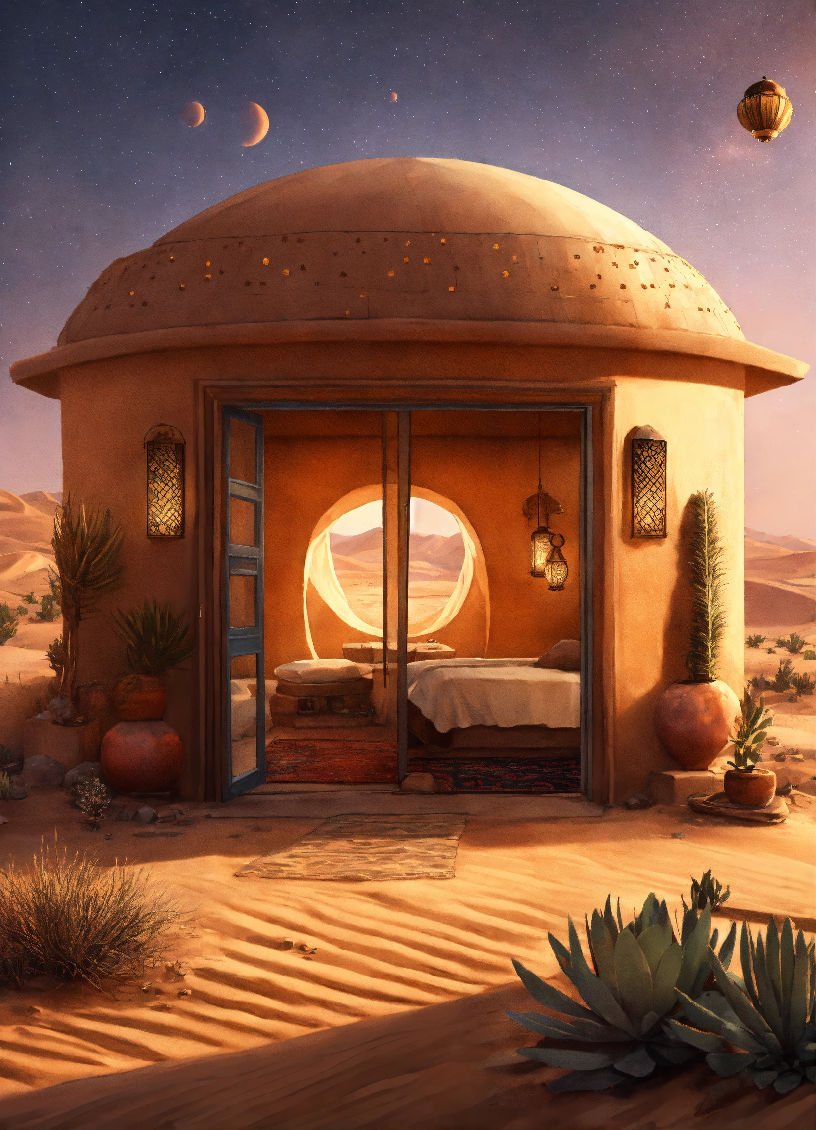 Lexica - Concept art of a large desert home, jakku, desert, flat roof ...