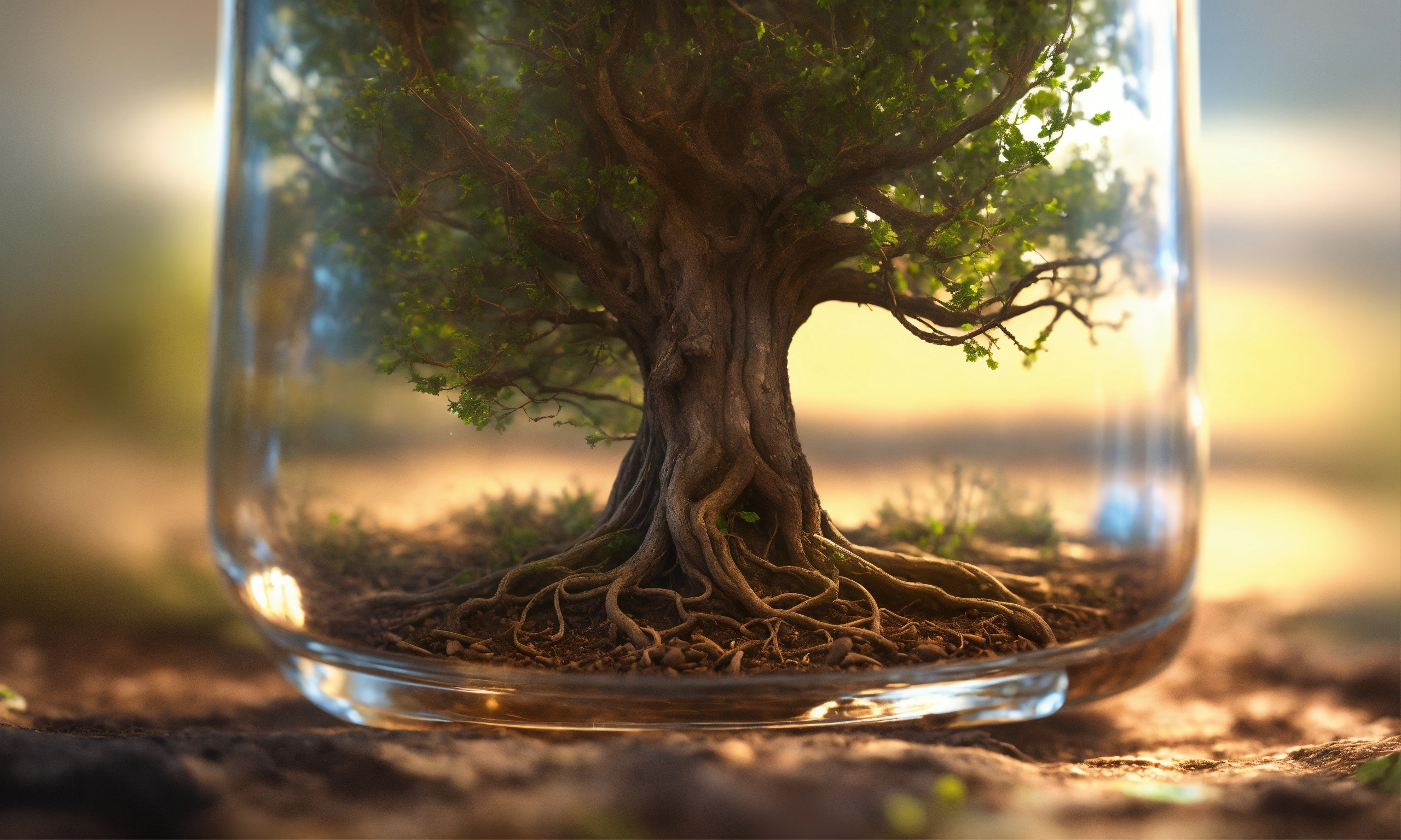 Lexica - Indepth Detailed, minute details, closeup of tree roots underneath a glass, dreamlike ...