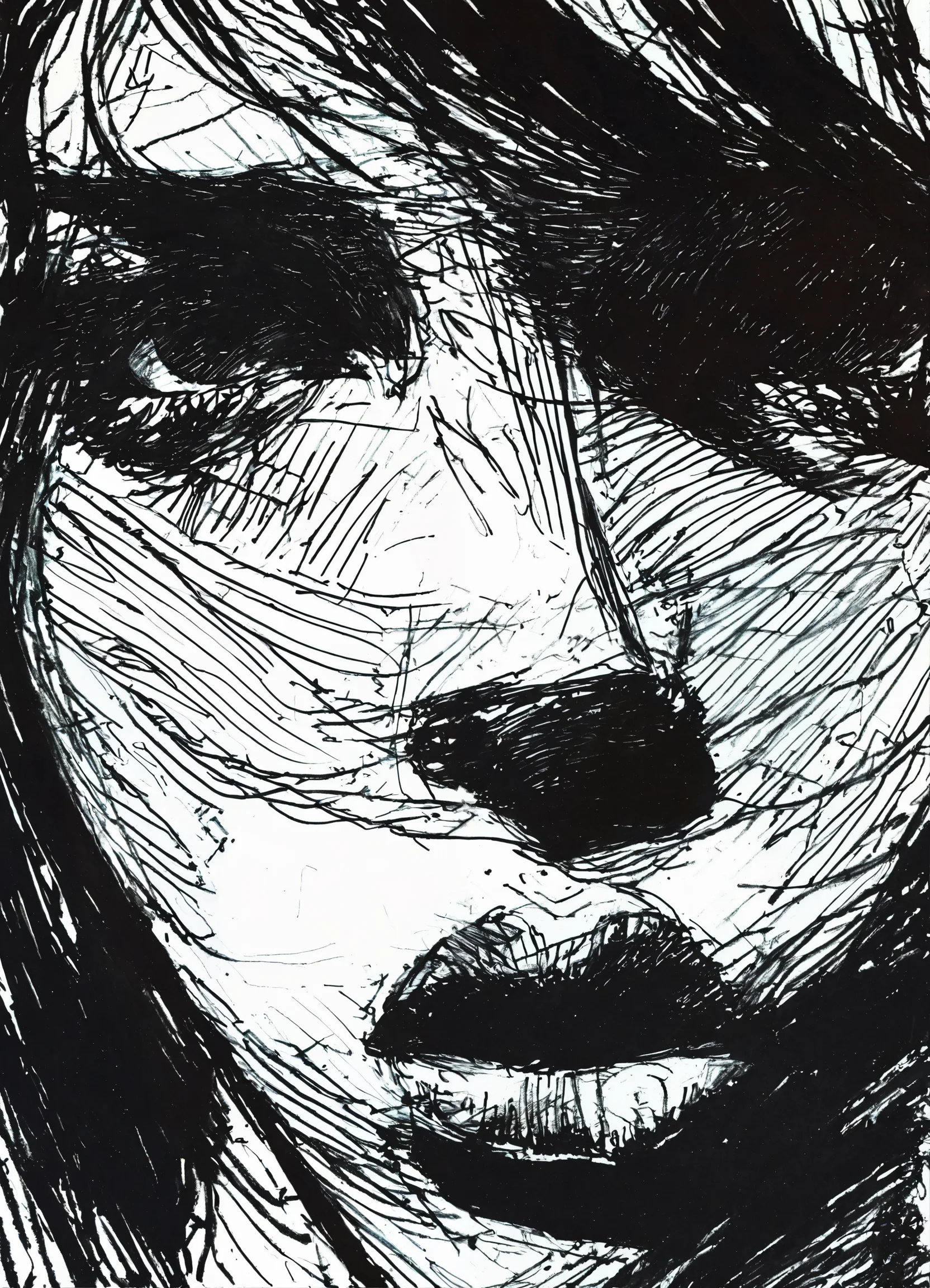 Lexica - Scratchy pen strokes, blind contour, fisheye perspective ...