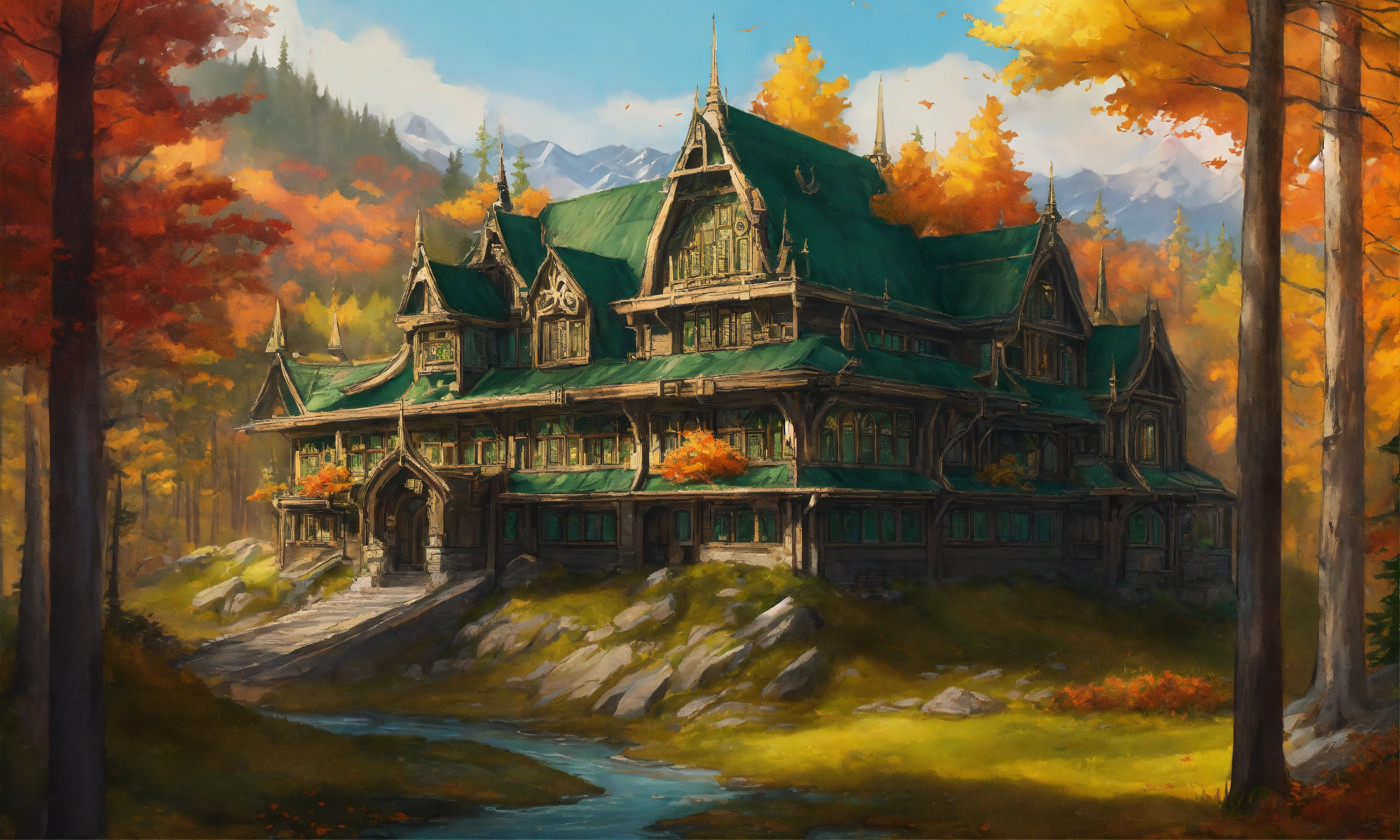 Lexica - Drawing of the full image of a high elf sci fi palace with a ...