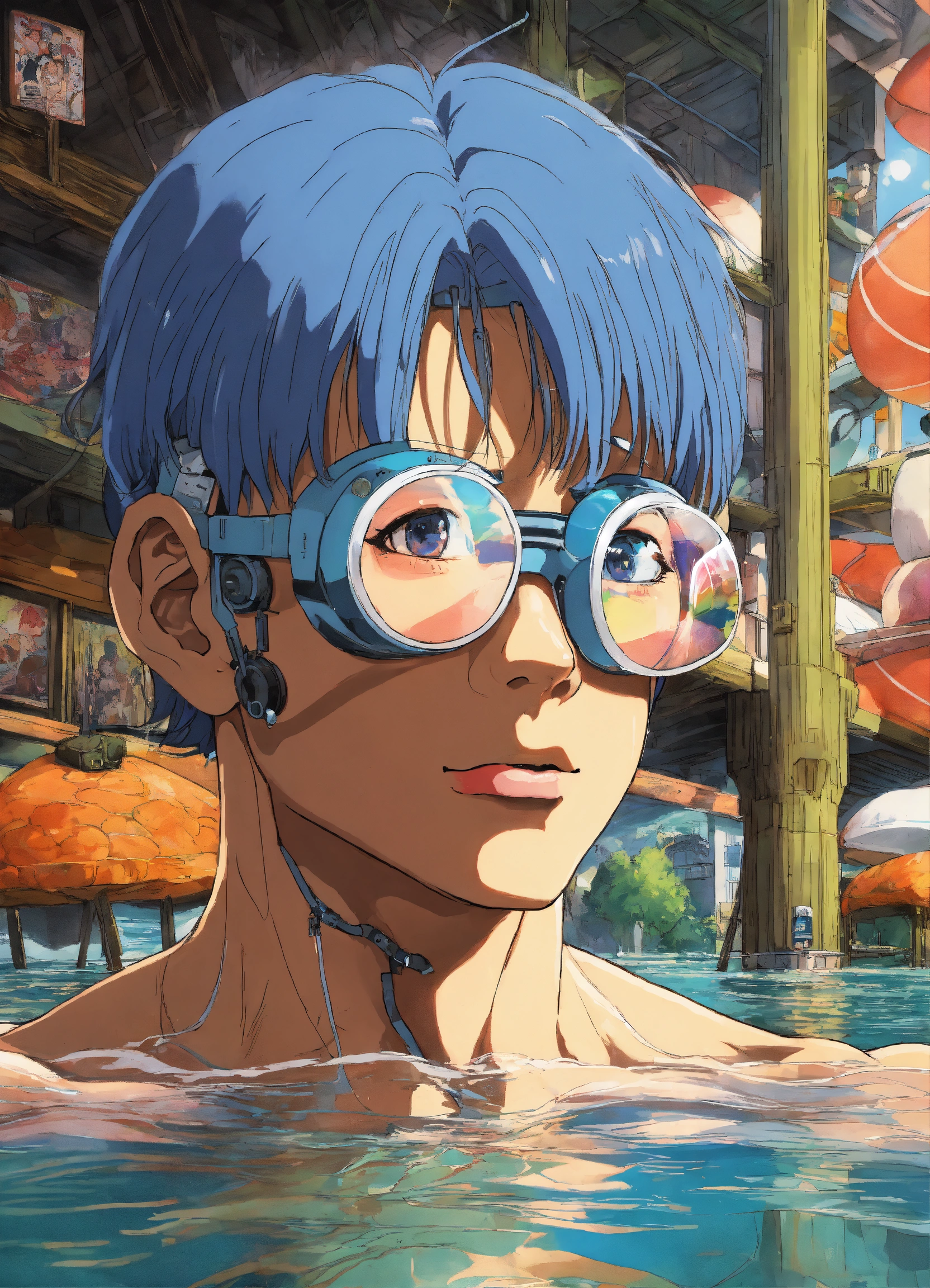 Lexica - 1990s cyborg ambiverted, full detailed eyes, swimming ...
