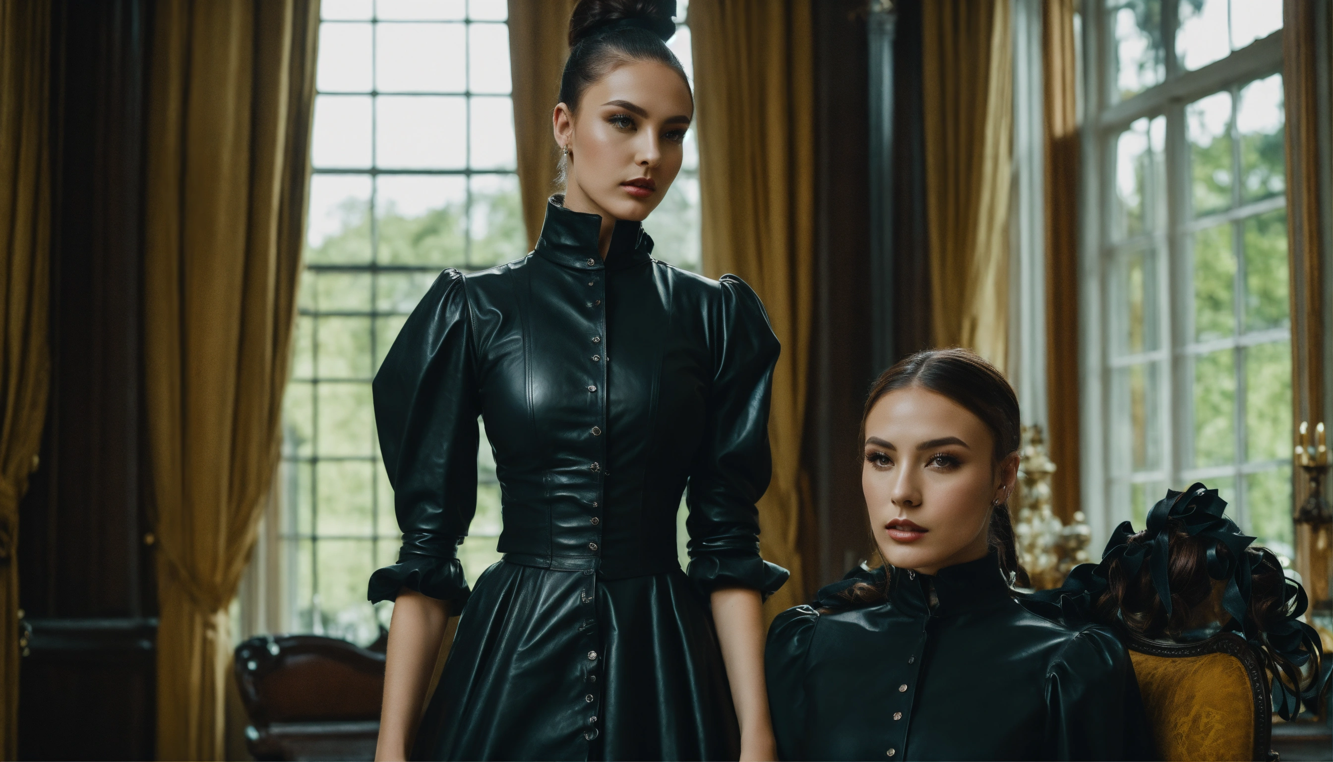 Lexica - Two stunning arrogant women fashion model, strict victorian ...