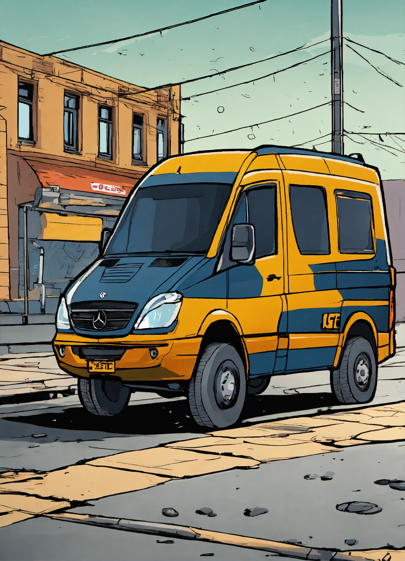 Lexica - The sprinter stand in front of with the open Manhole cover on ...