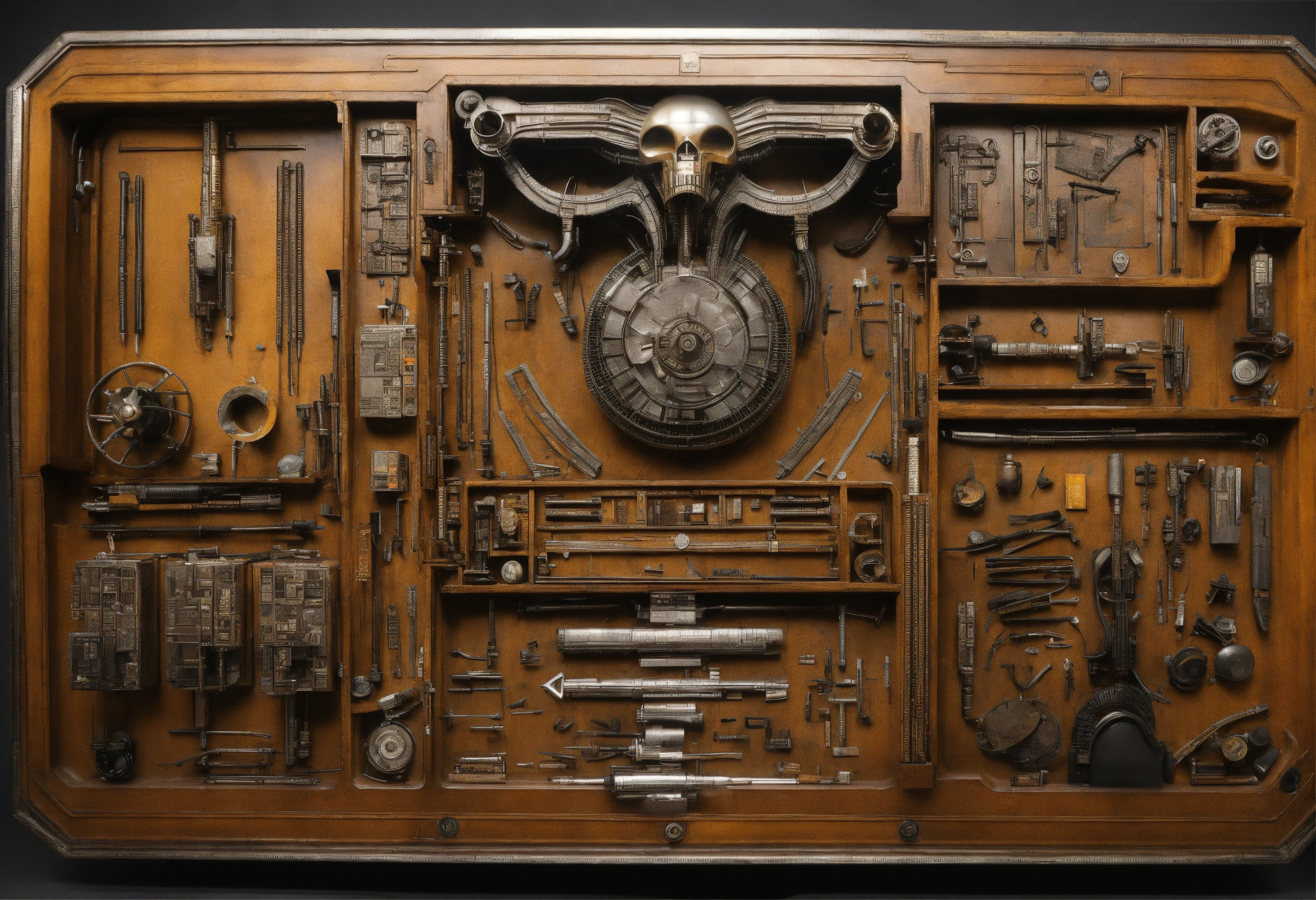 Lexica - Top view worktable desk H.R Giger style CFG scale 18